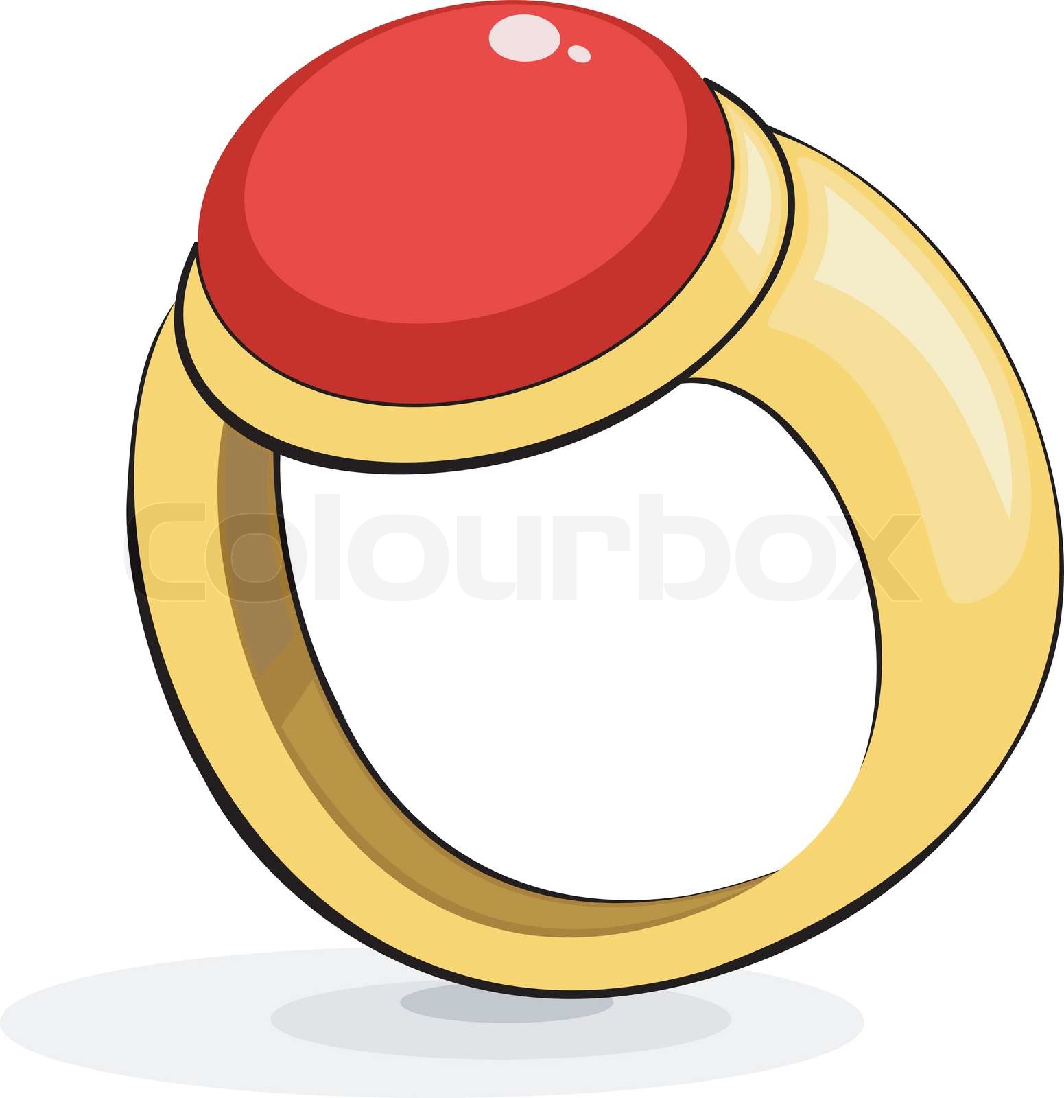 Gold ring with a ruby | Stock vector | Colourbox
