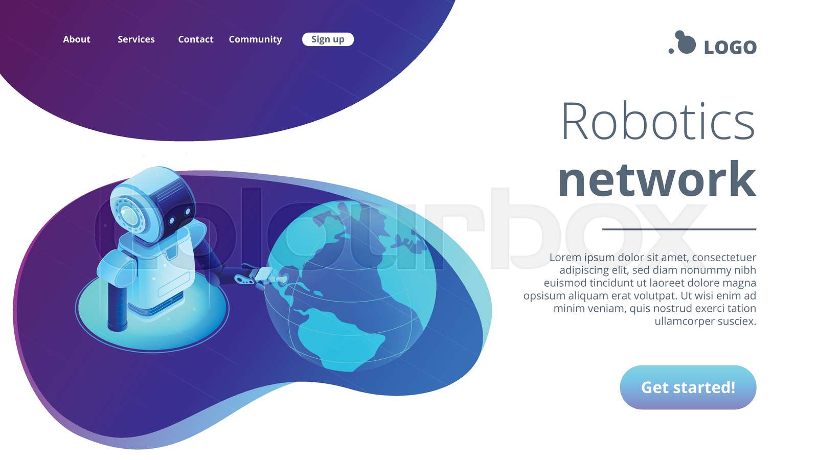 Robotics network isometric 3D landing page. | Stock vector | Colourbox