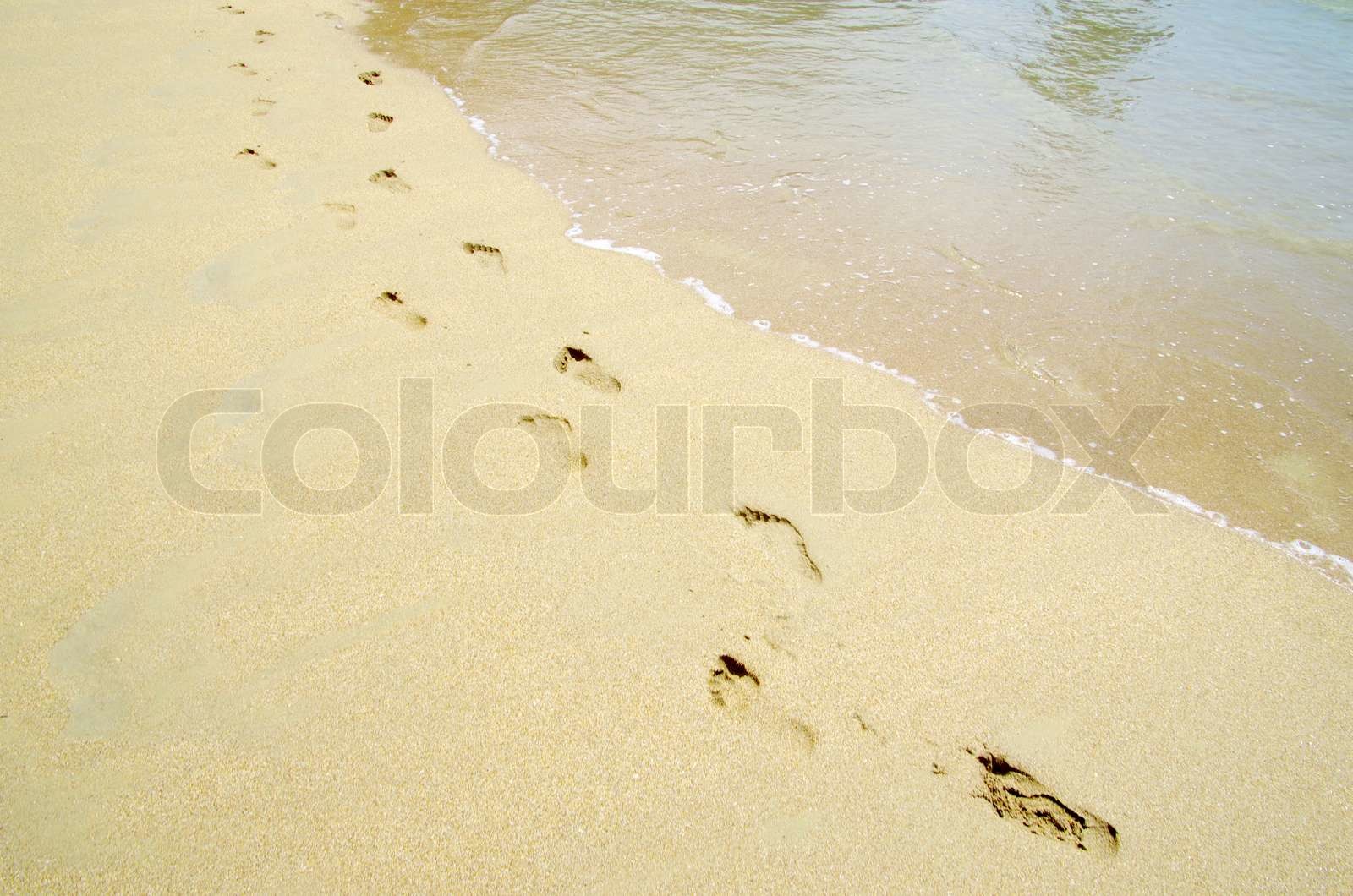 fodspor i sandet | Stock foto | Colourbox