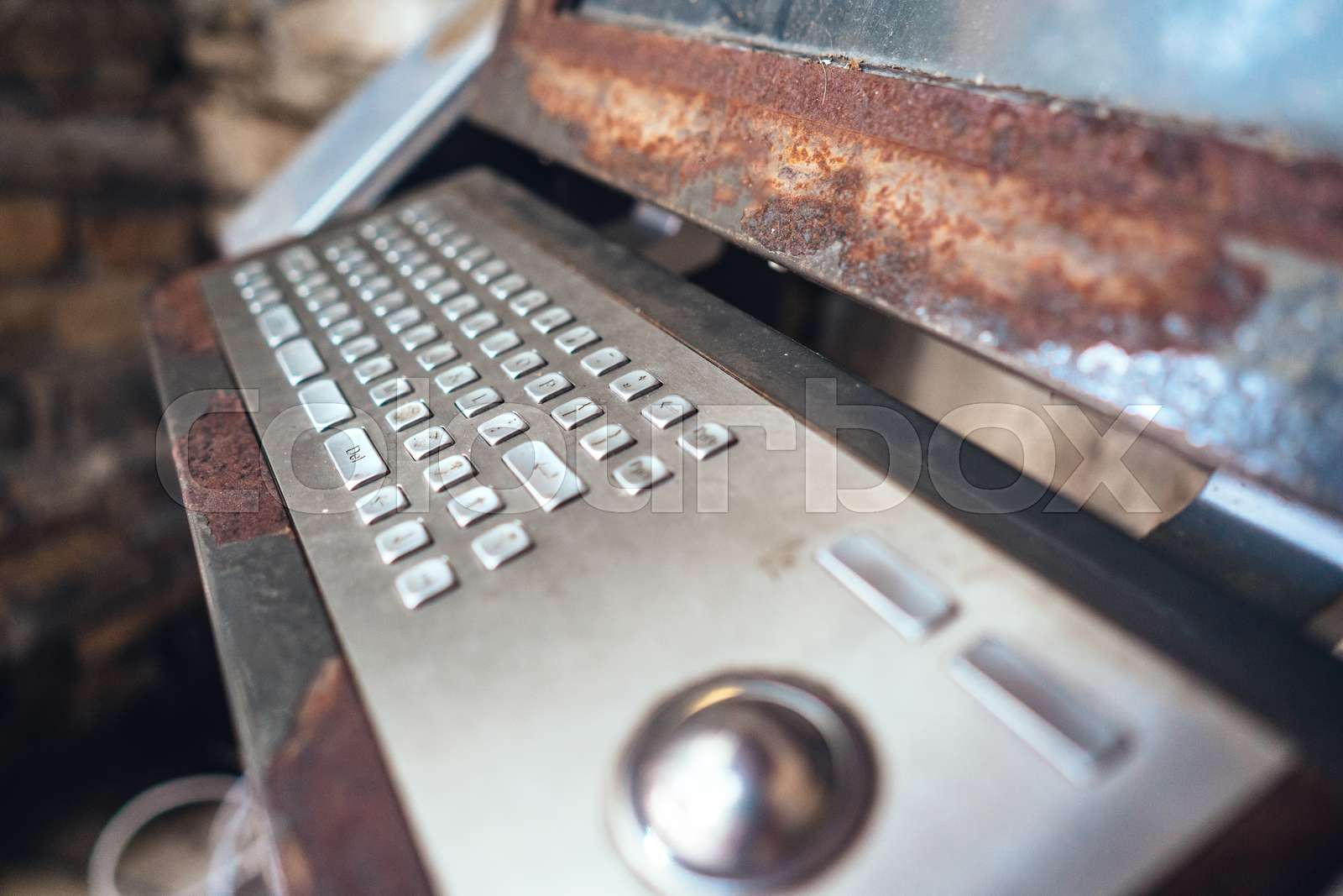 Very old computer, rusty keyboard with monitor | Stock image | Colourbox