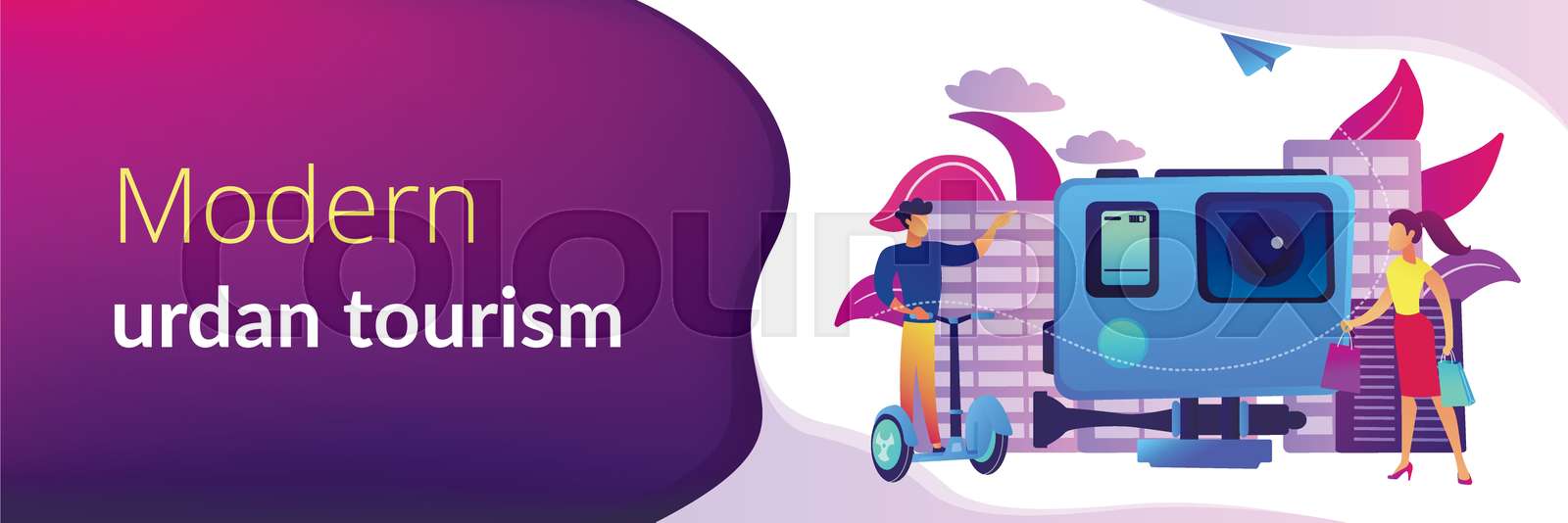 City segway tour concept banner header. | Stock vector | Colourbox