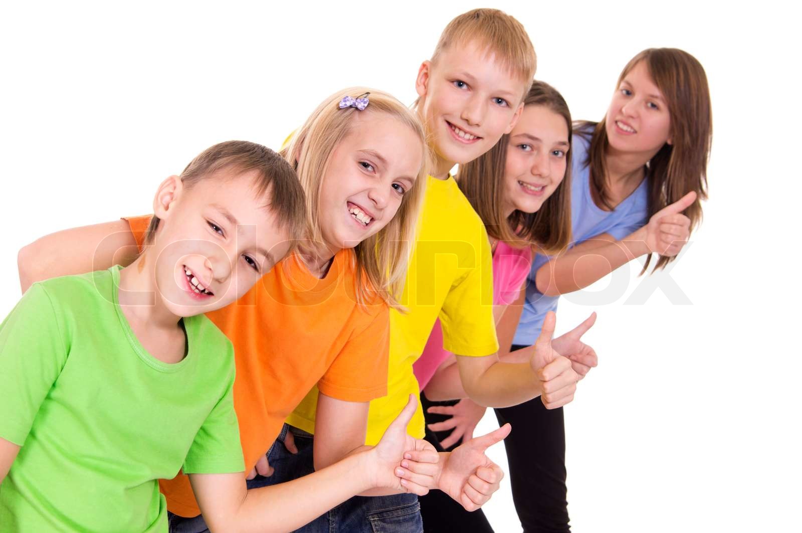 funny kids on white | Stock Bild | Colourbox