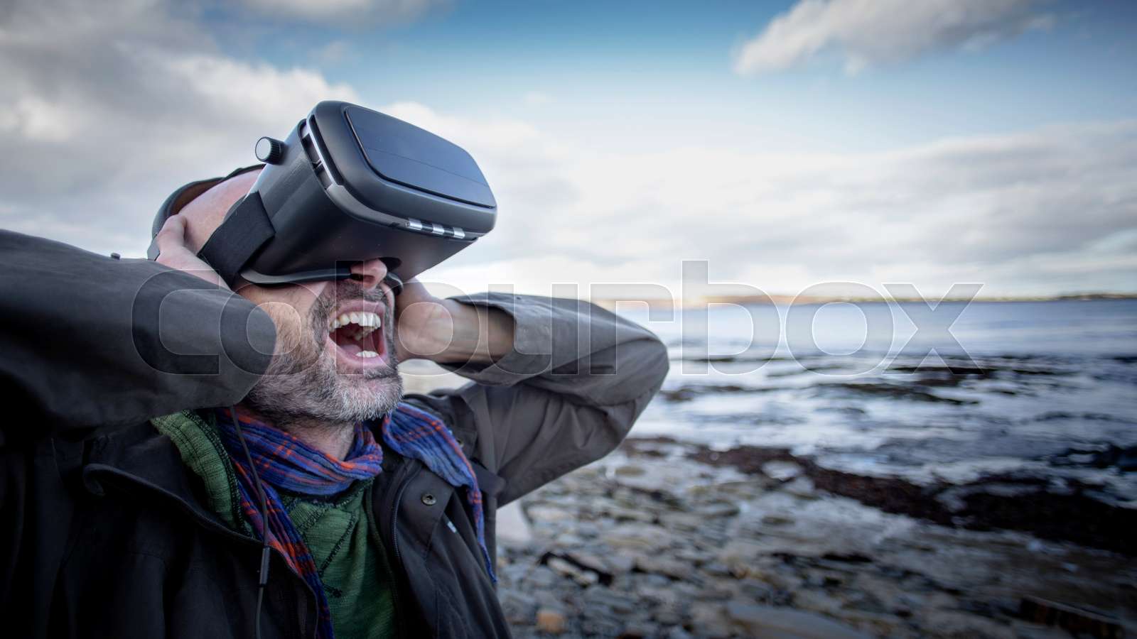 Angry Man Playing Virtual Reality Game | Stock image | Colourbox