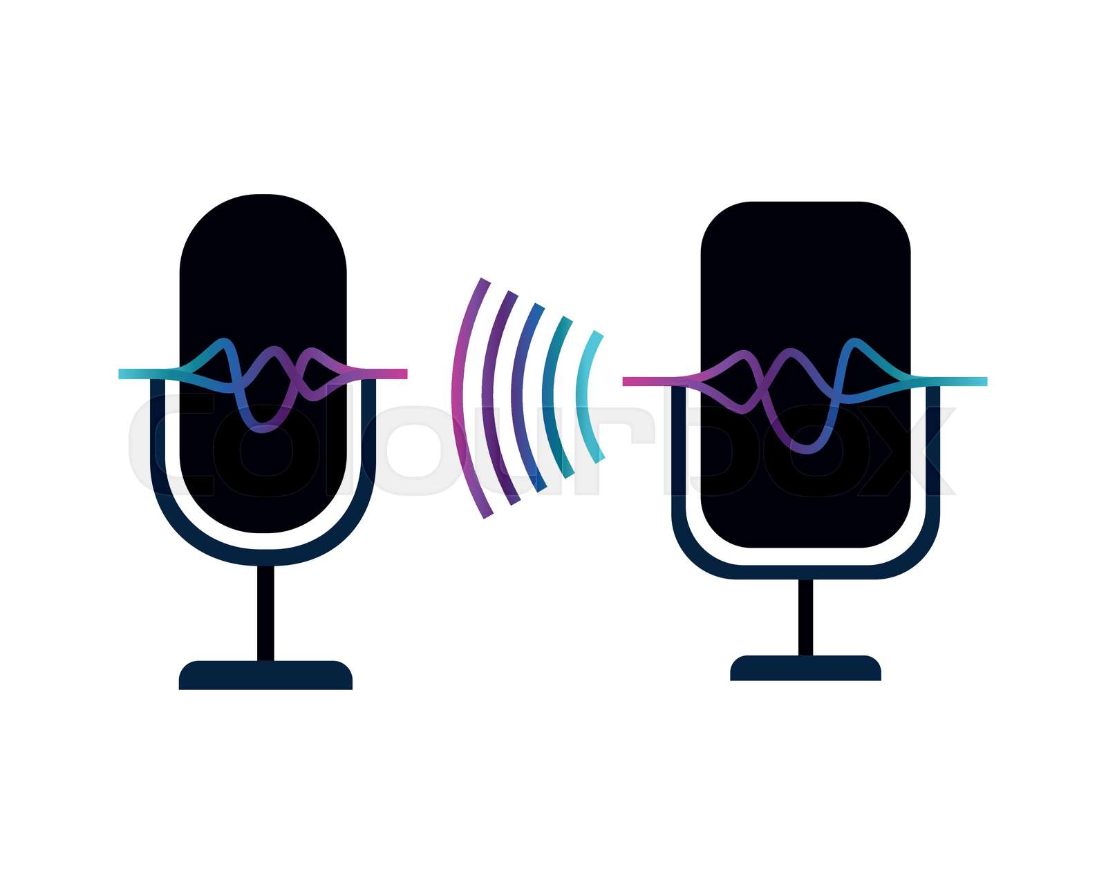microphone with sound wave isolated icon | Stock vector | Colourbox