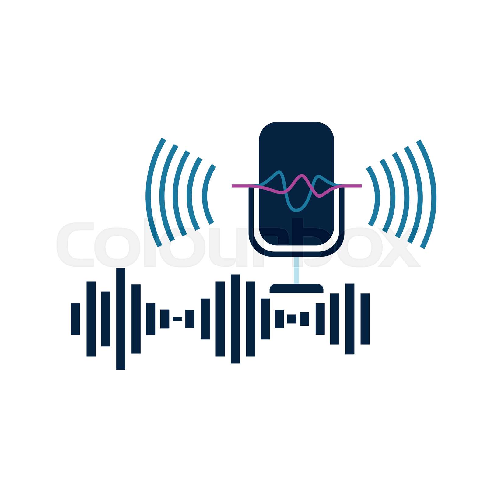 microphone with sound wave isolated icon | Stock vector | Colourbox
