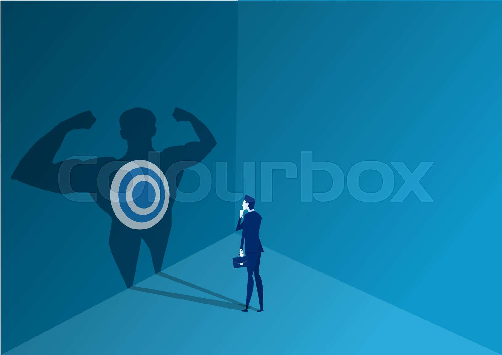 businessman with strong shadow leader business power, ambition and ...