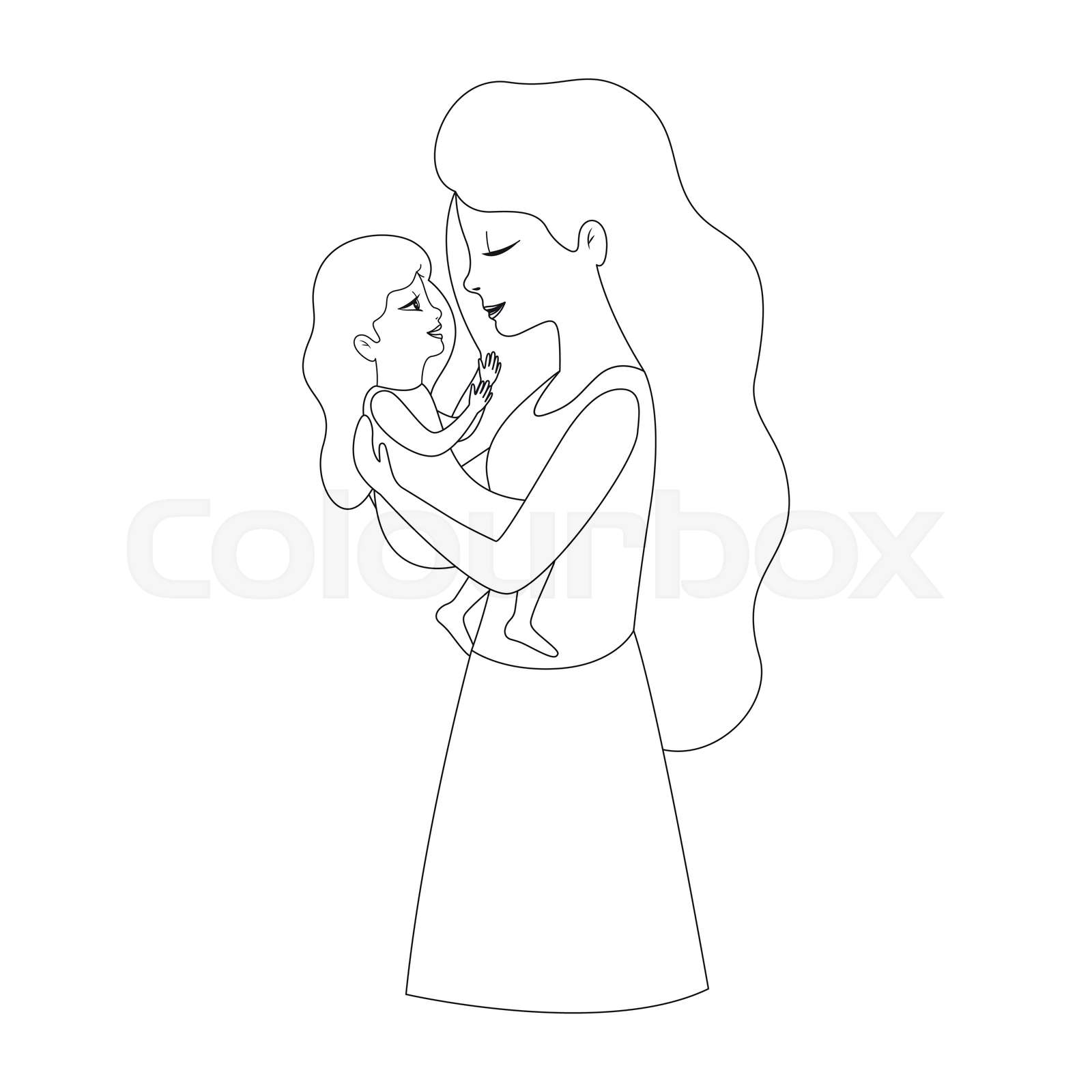 mother lifting daughter characters | Stock vector | Colourbox