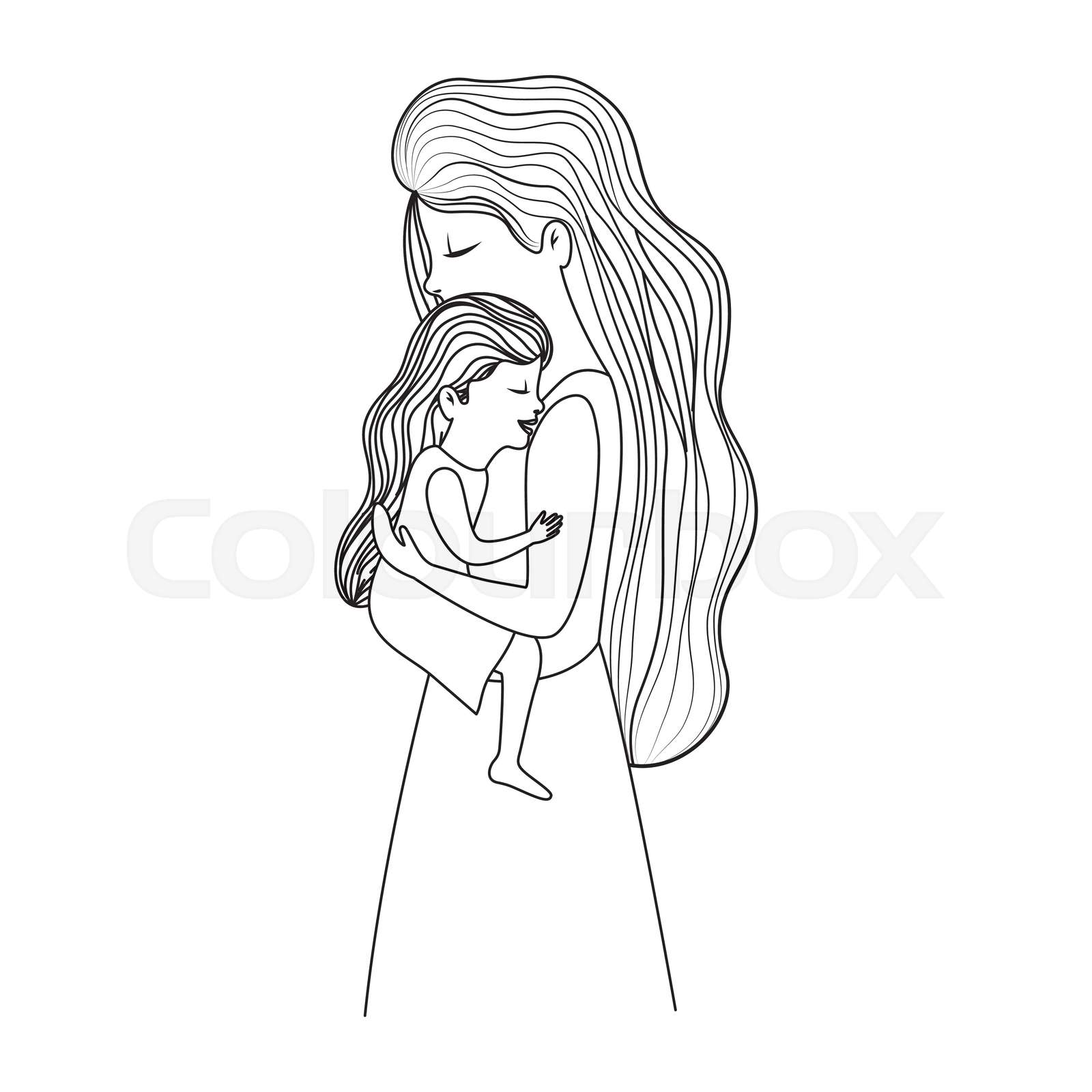 mother lifting daughter characters | Stock vector | Colourbox