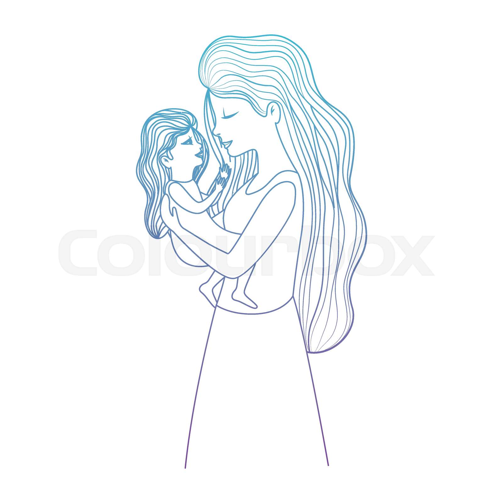 mother lifting daughter characters | Stock vector | Colourbox