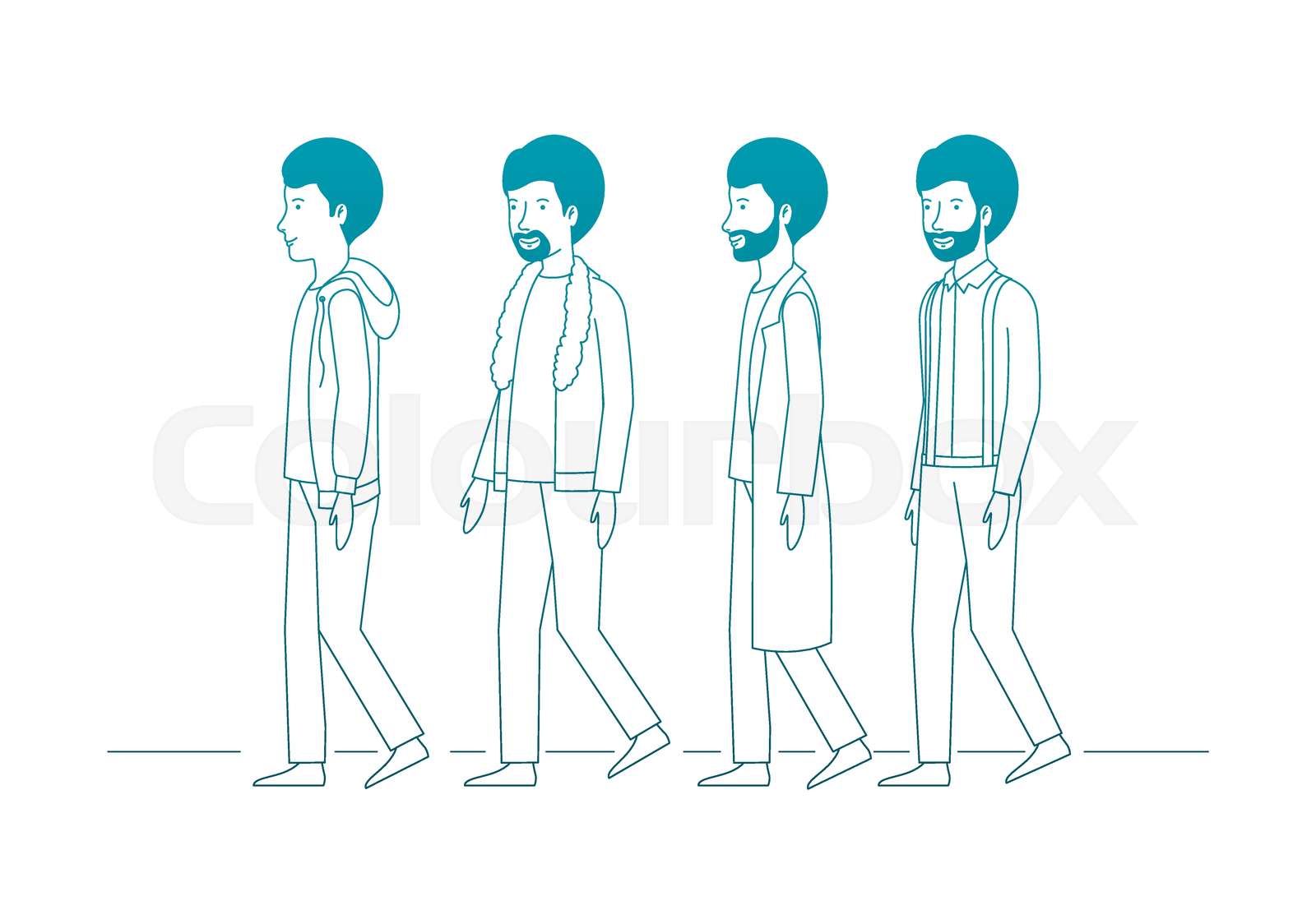 group of men walking characters | Stock vector | Colourbox