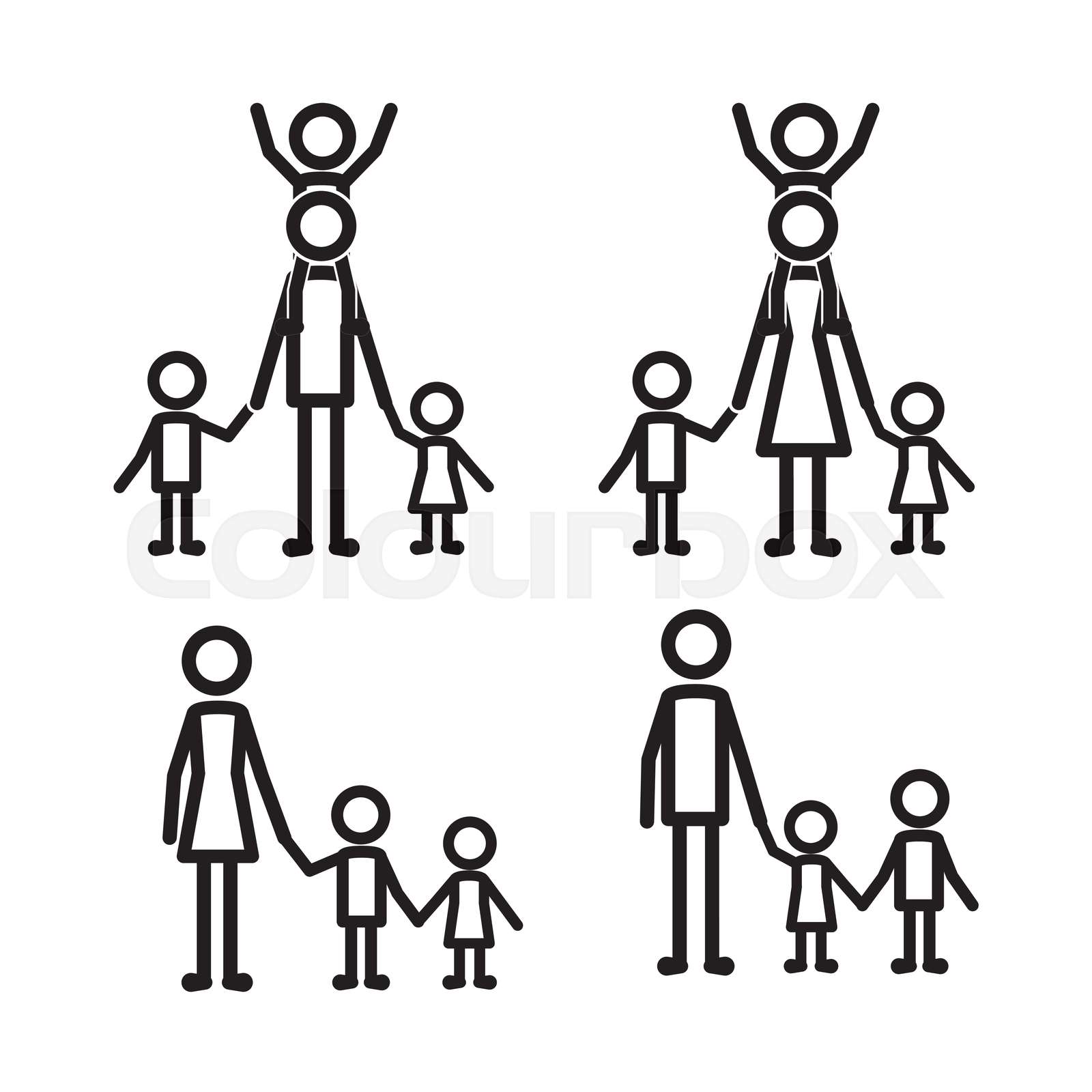 family members set lines figures | Stock vector | Colourbox