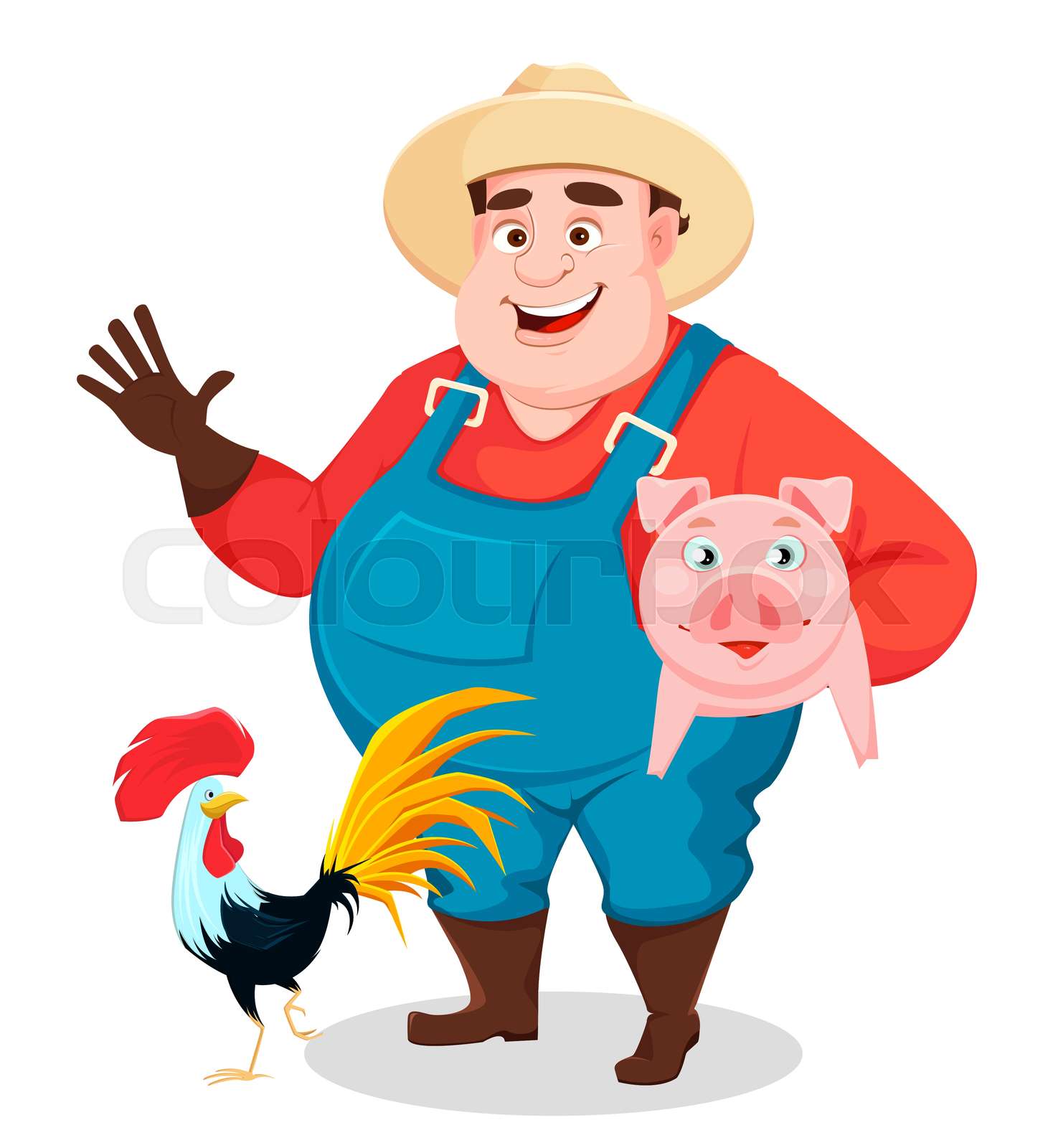 Fat farmer, agronomist. Funny gardener | Stock vector | Colourbox