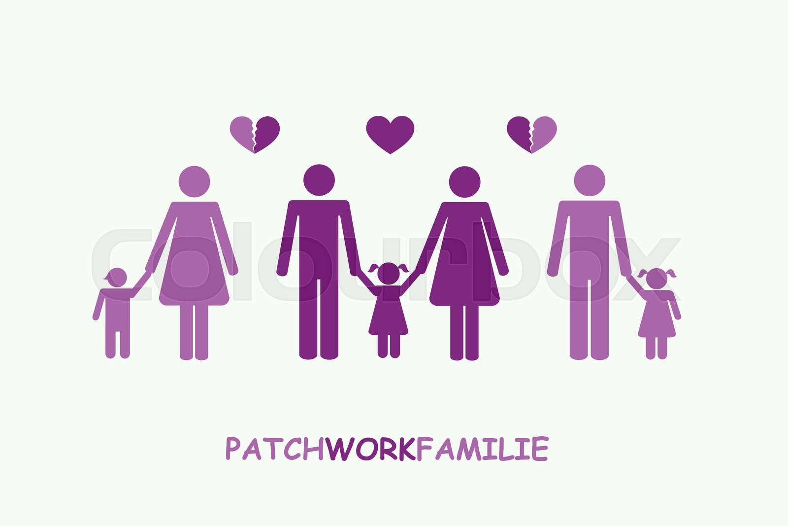 patchwork family separation concept pictogram | Stock-Vektor | Colourbox