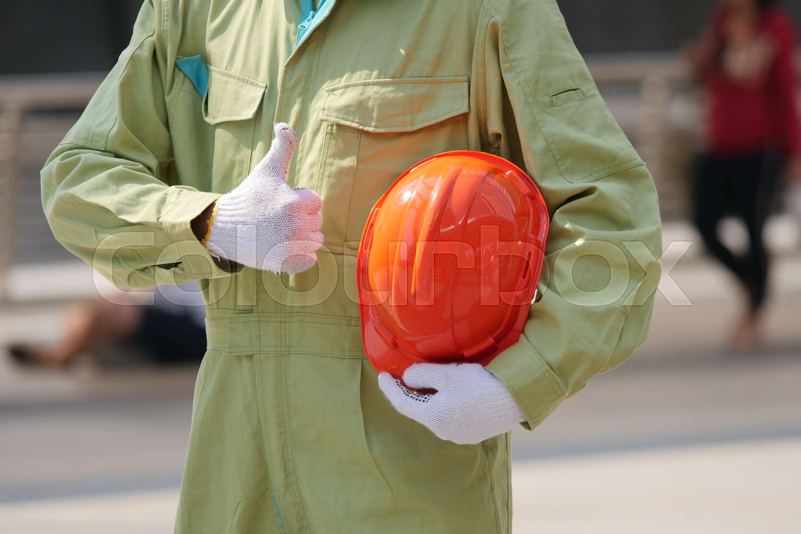 Close up Engineering hands Showing thumbs up. | Stock image | Colourbox
