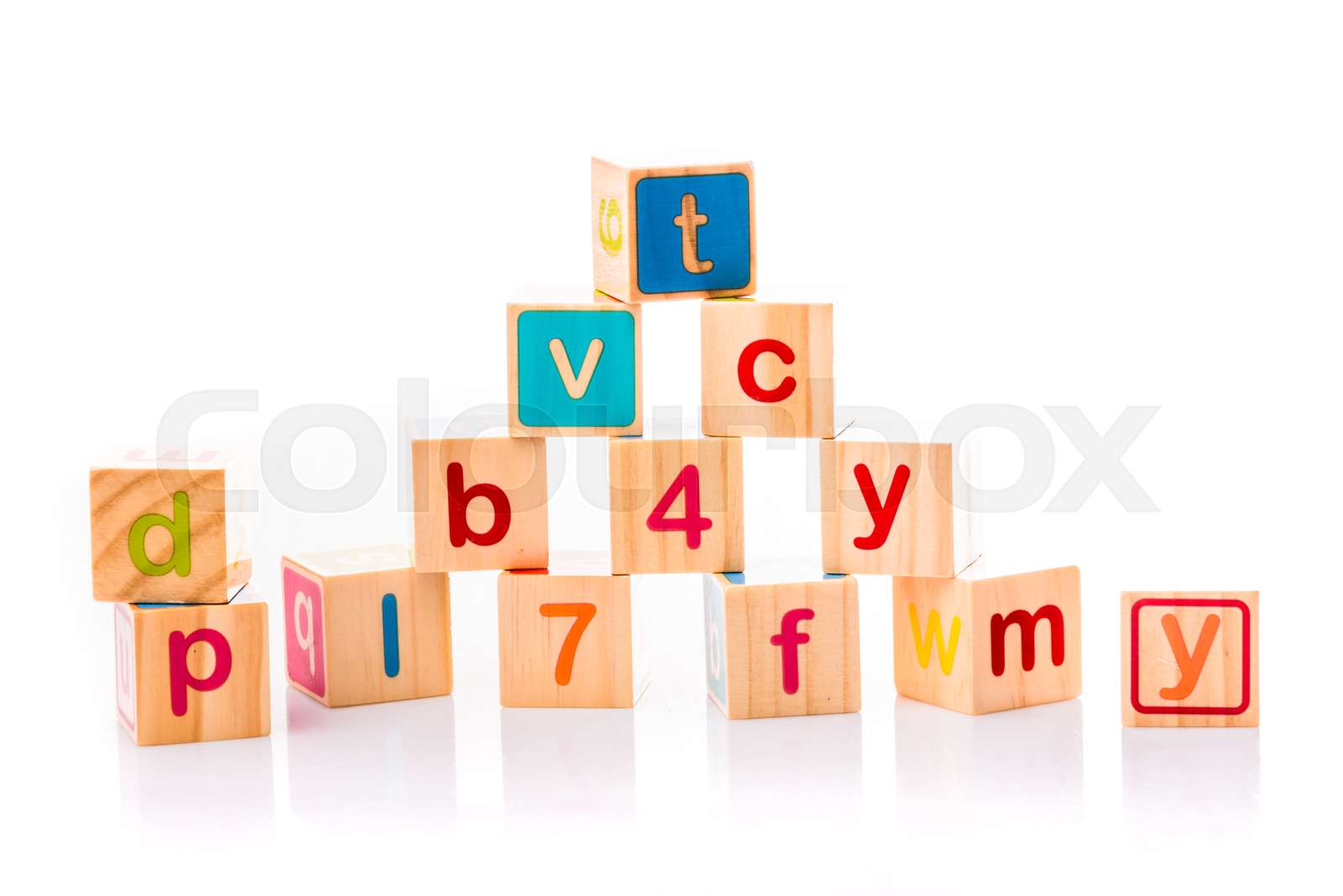 Toy cubes. Baby collection. ABC letters made from baby toys | Stock ...