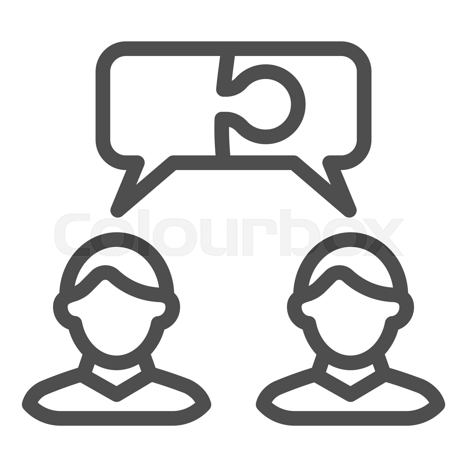Employee talk line icon. Team dialog vector illustration isolated on ...