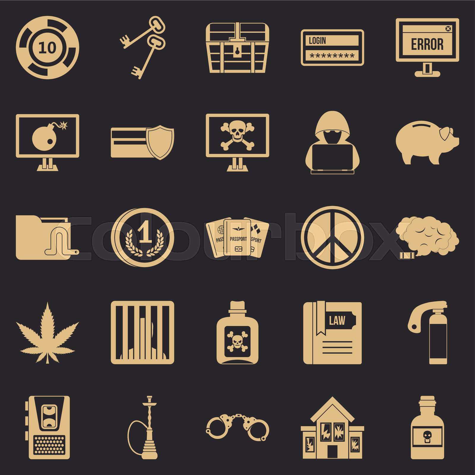 Offence icons set, simple style | Stock vector | Colourbox
