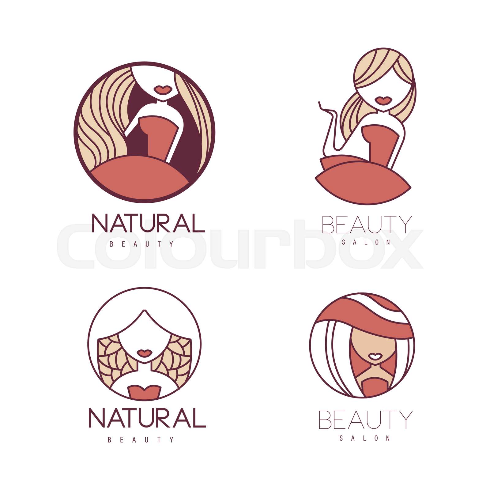 Vector set of linear emblems for beauty center or hair salon. Creative ...