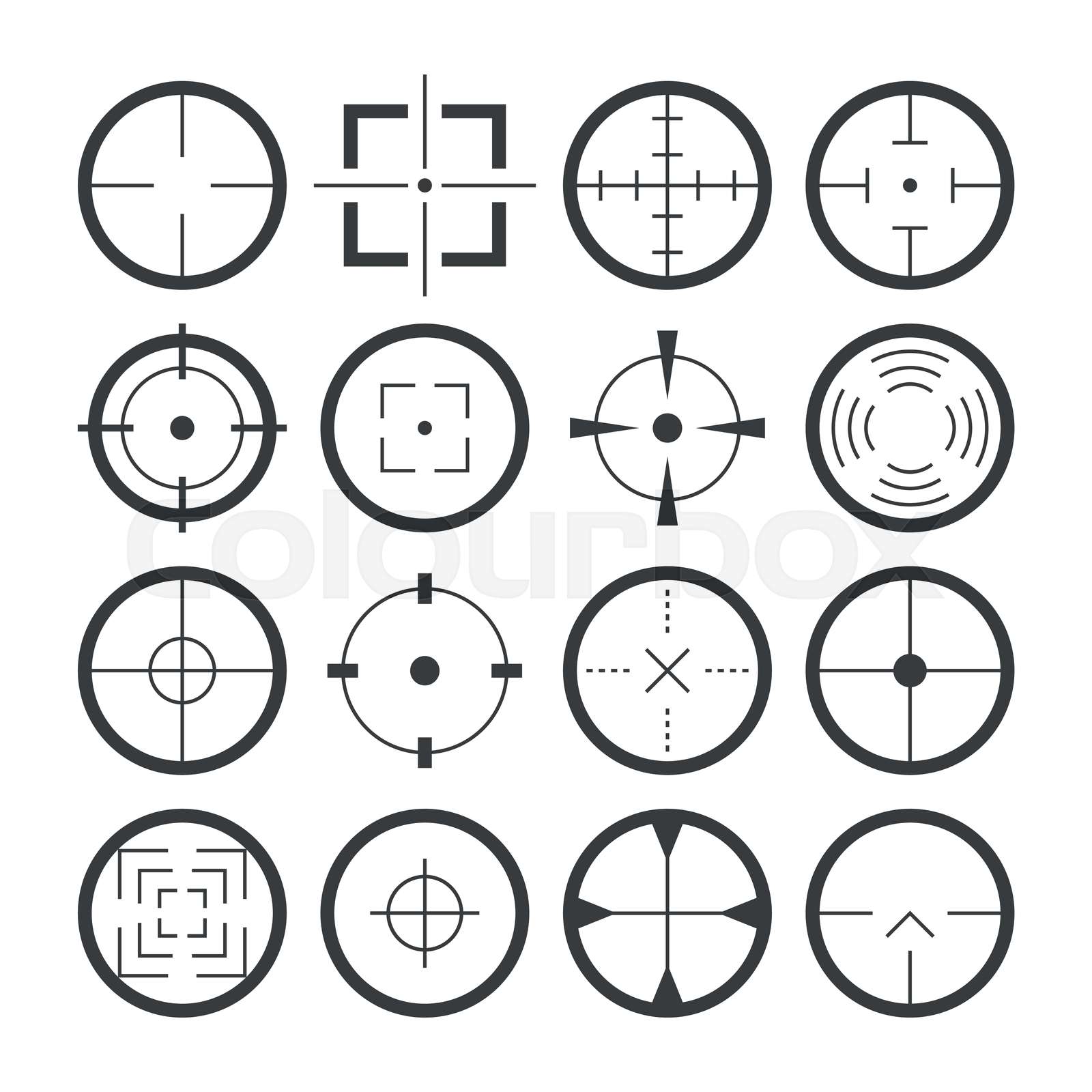 Cross hairs target symbols flat icons vector set | Stock vector | Colourbox