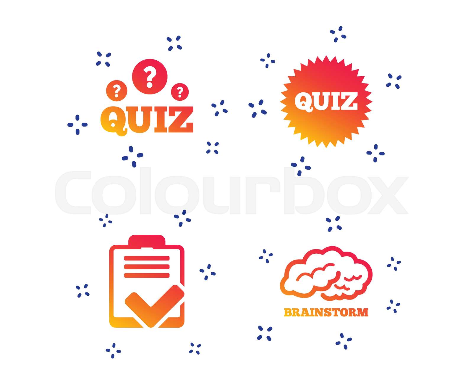 Quiz icons. Checklist and brainstorm symbols. Vector | Stock vector ...