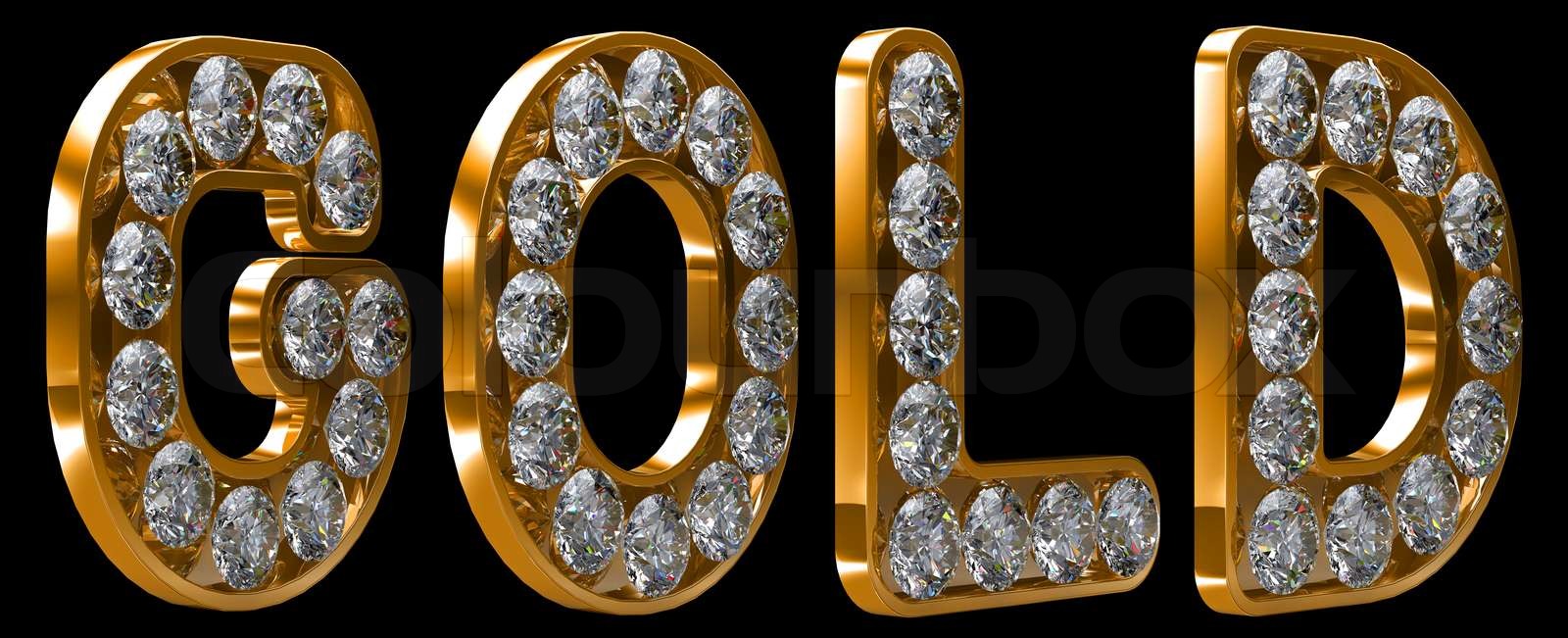 Gold word incrusted with diamonds | Stock image | Colourbox
