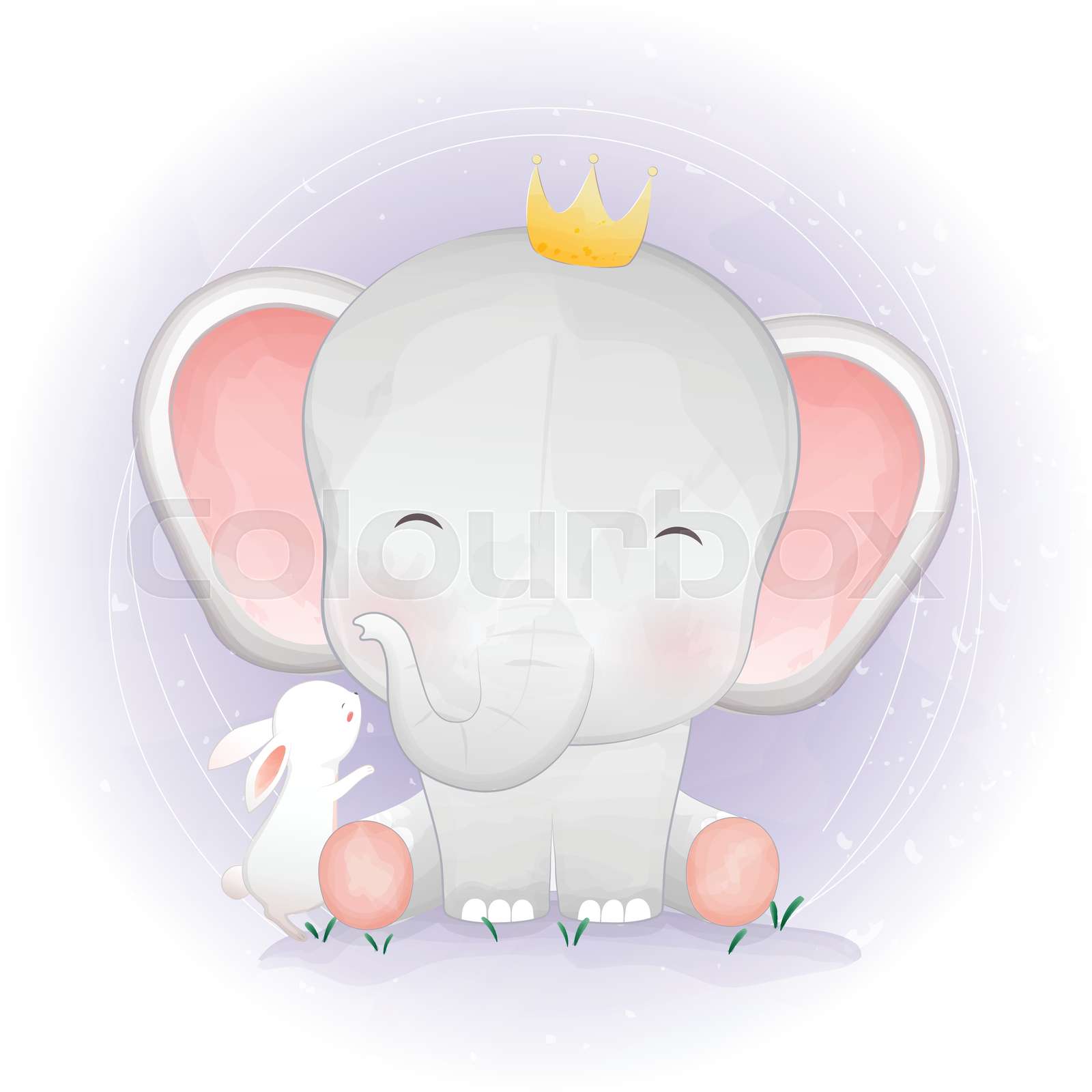 Cute elephant and bunny | Stock vector | Colourbox