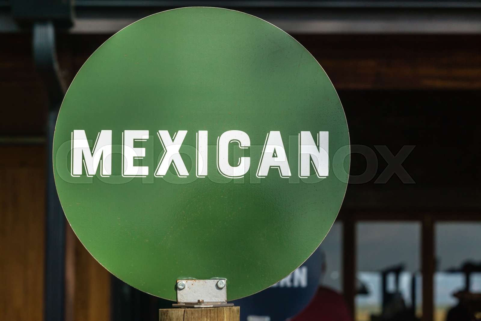 Mexican Word Maroon Disk Sign | Stock image | Colourbox