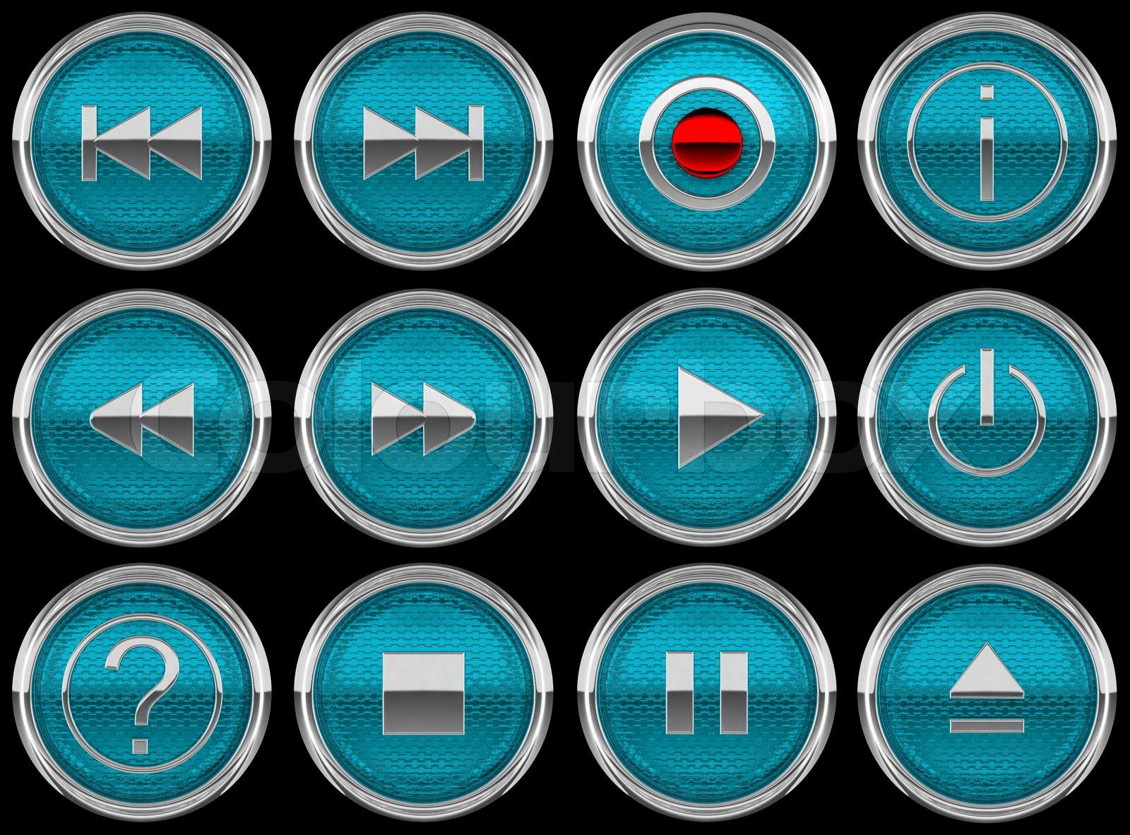 blue Control panel icons or buttons | Stock image | Colourbox