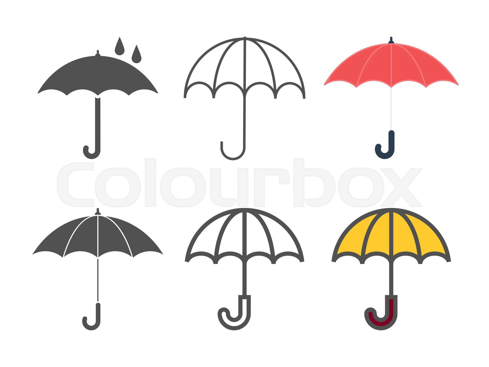 Umbrellas icons set | Stock vector | Colourbox