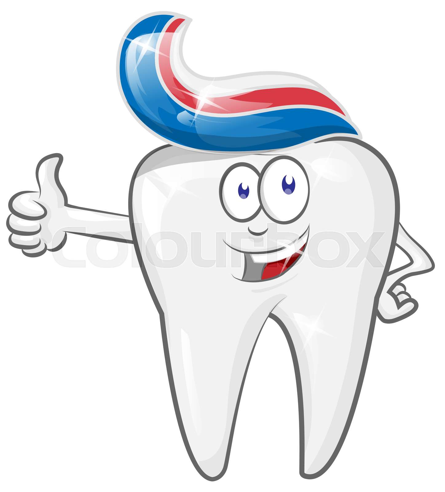 Glad strong cheerful cartoon tooth character with toothpaste. vector ...