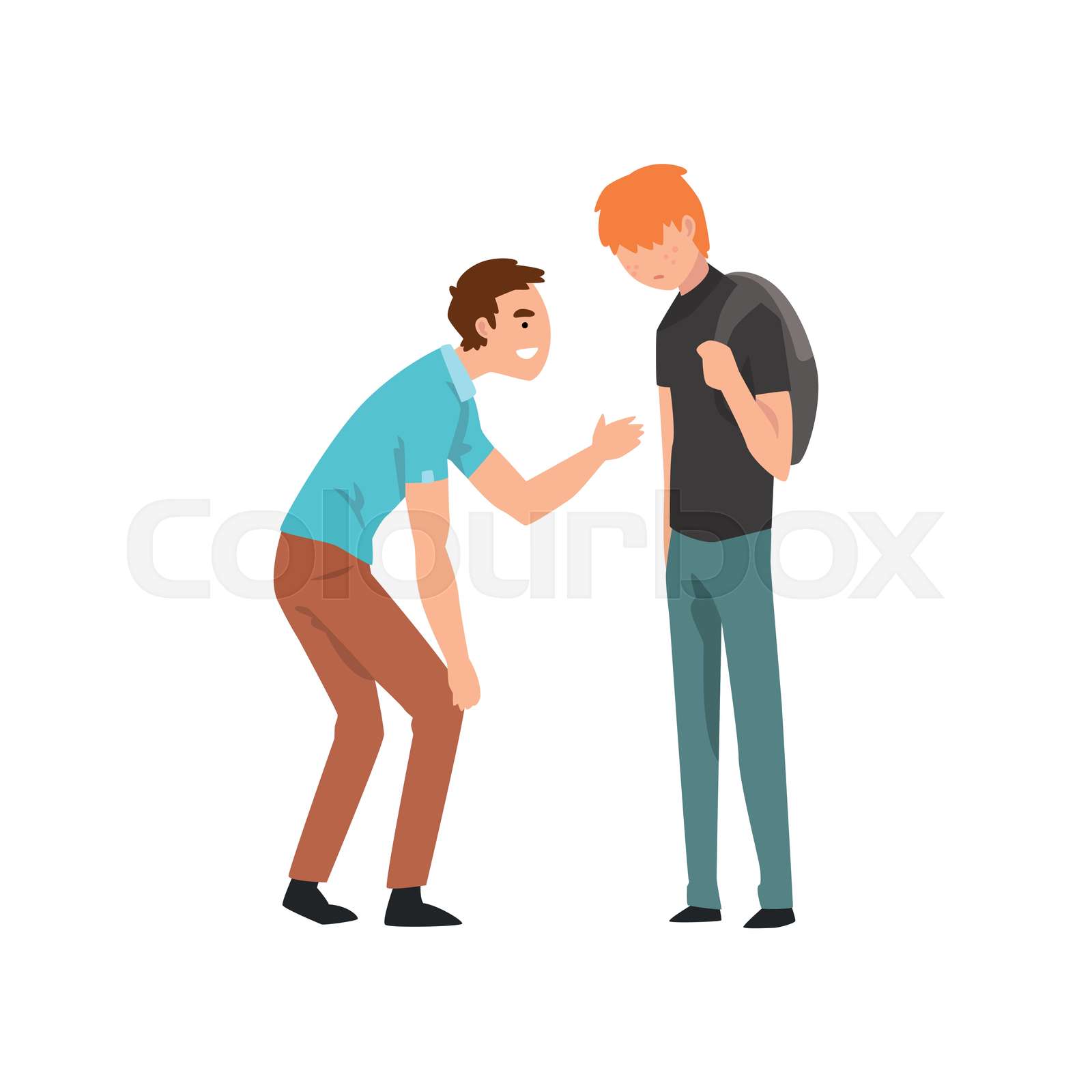 Teen boy mocking his classmate, conflict between children, mockery and ...