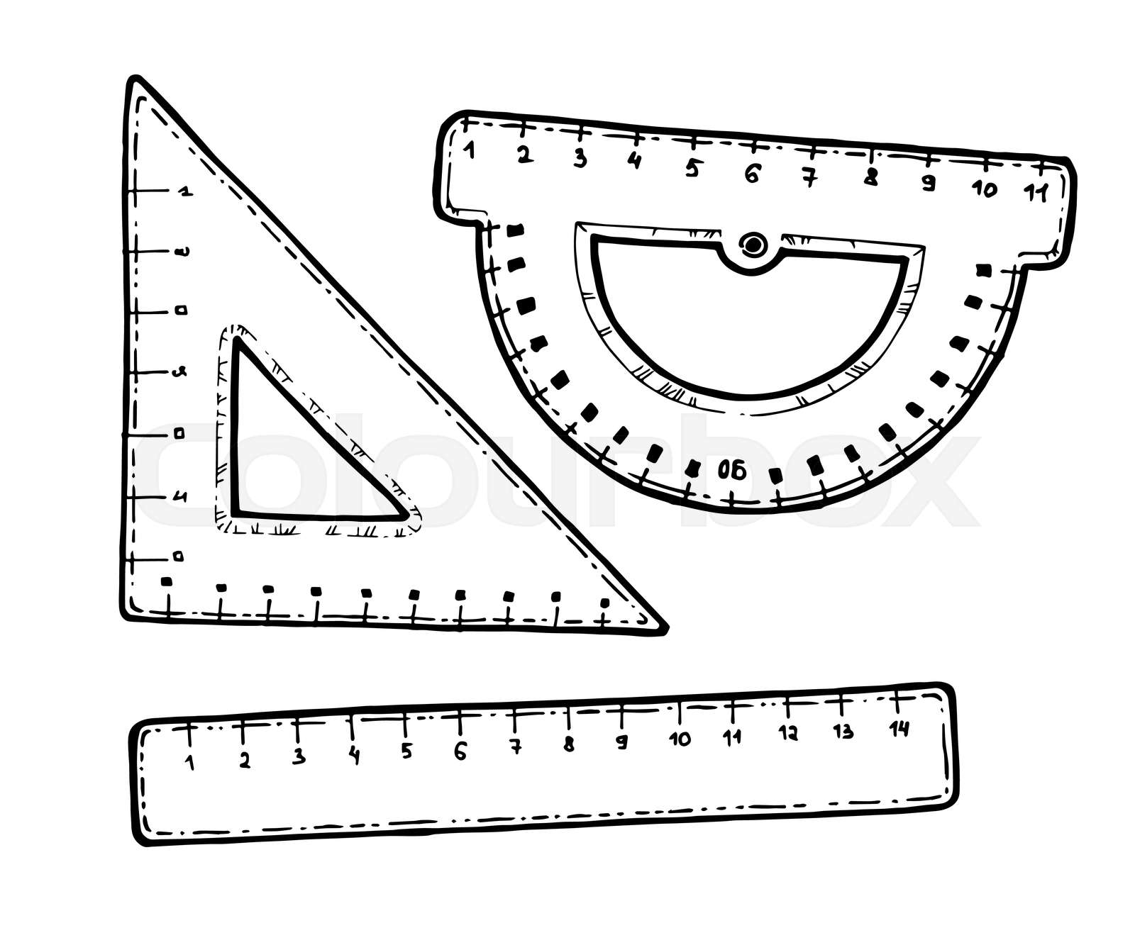 Wooden set of ruler. Coloring book for adults | Stock vector | Colourbox
