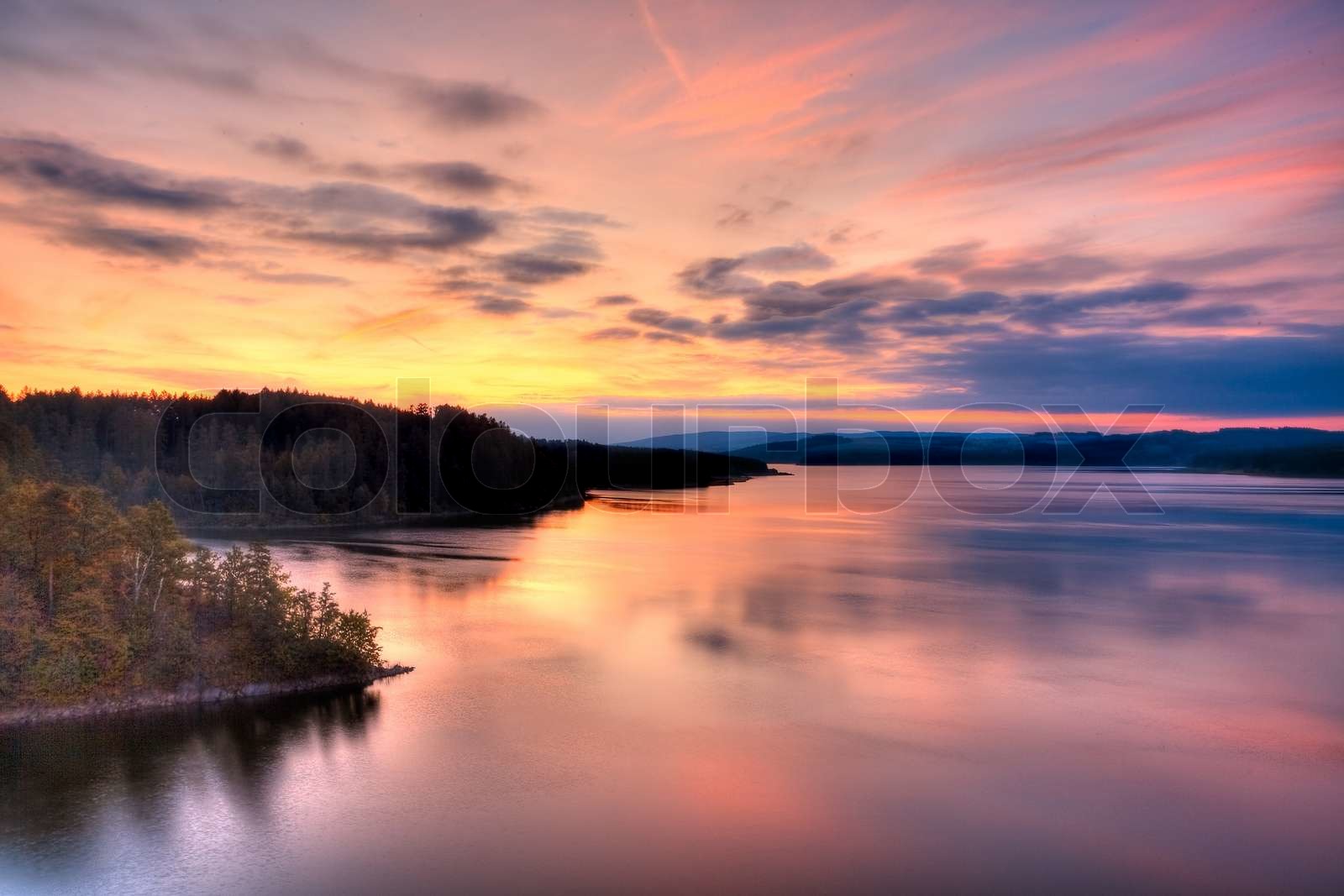 Autumn lakeside sunrise view | Stock image | Colourbox