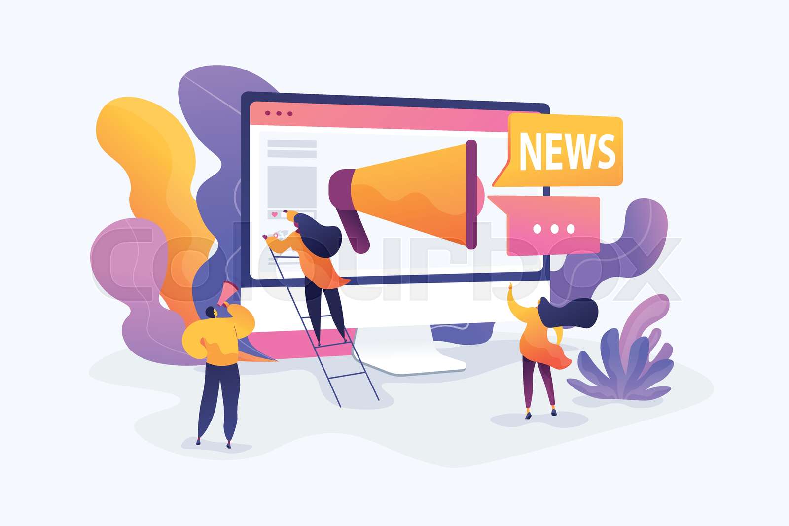 Social media and news tips, smart city concept illustration. | Stock ...