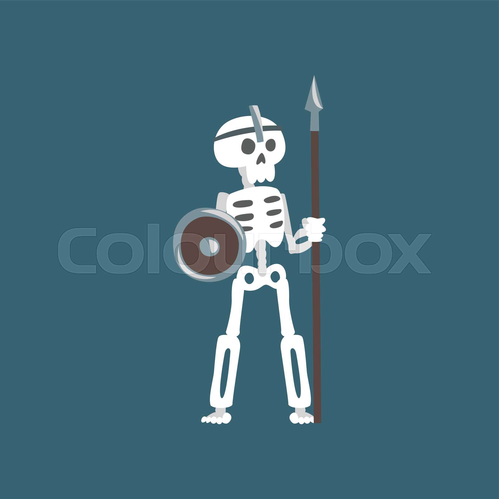 Human Skeleton Warrior Standing with Spear and Shield, Zombie Man ...