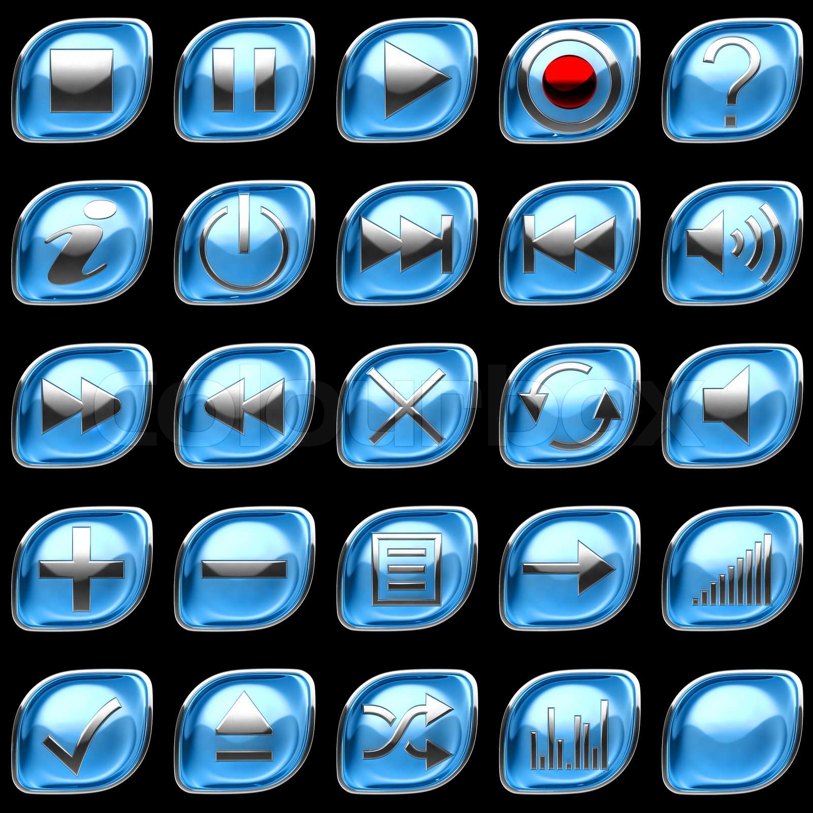 Blue pushed Control panel buttons | Stock image | Colourbox