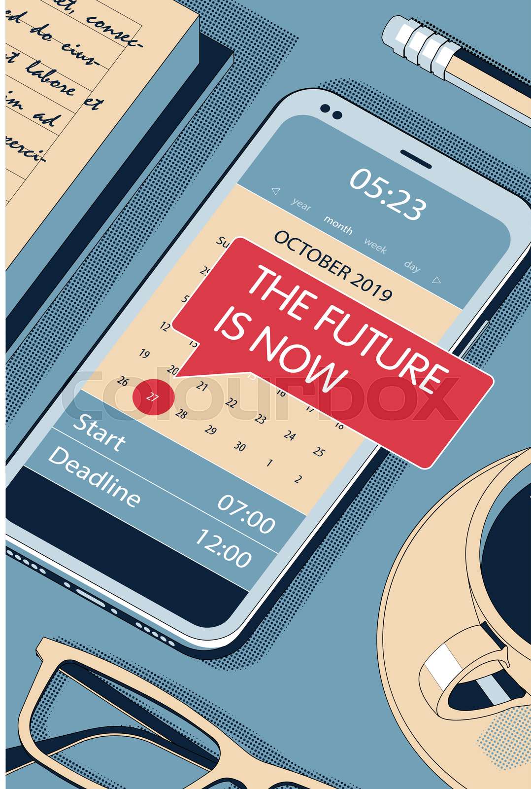 The Future is Now. Vector Halftone Isometric Illustration. | Stock ...