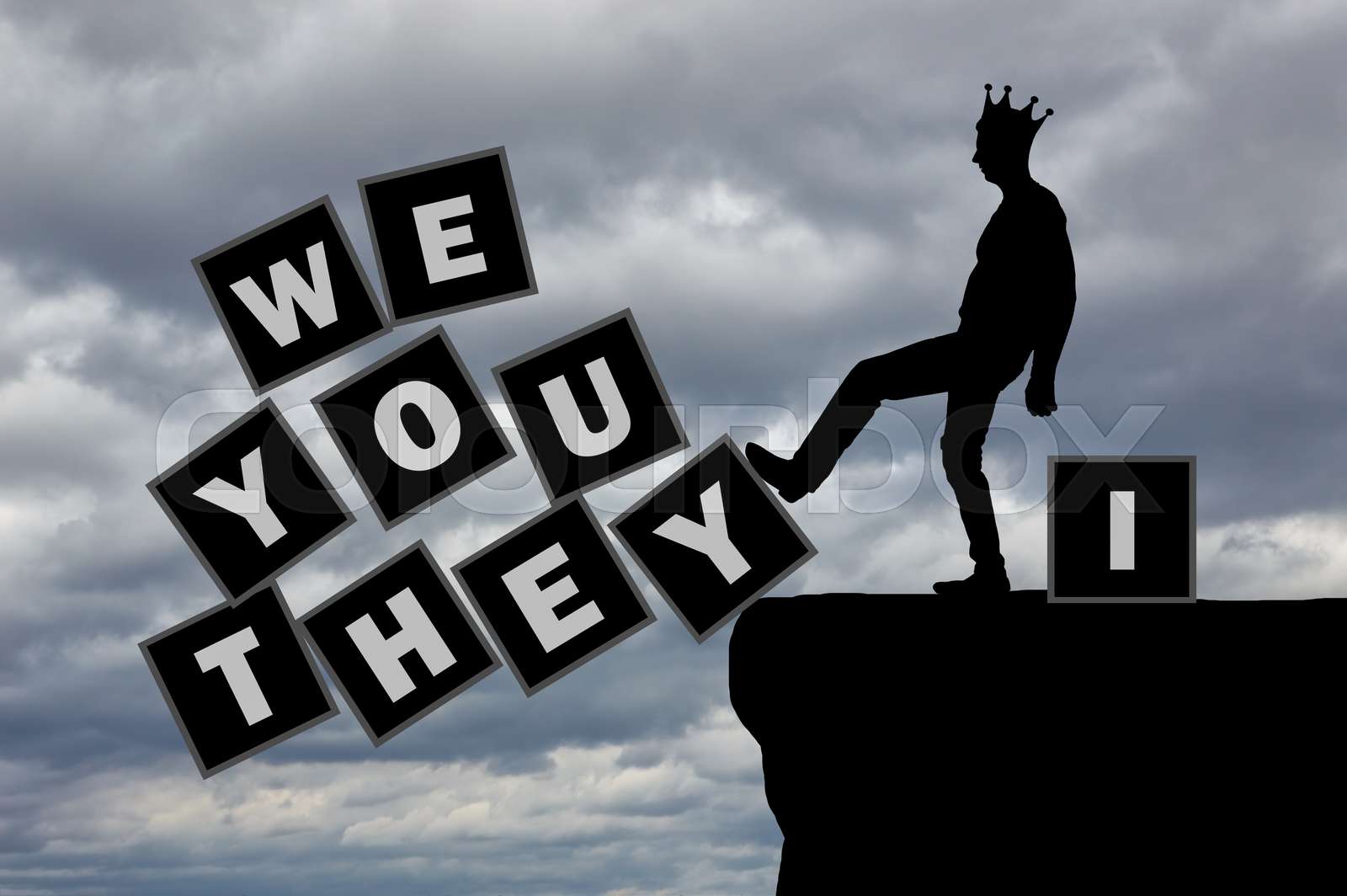 Silhouette selfish man thinking only of himself | Stock image | Colourbox