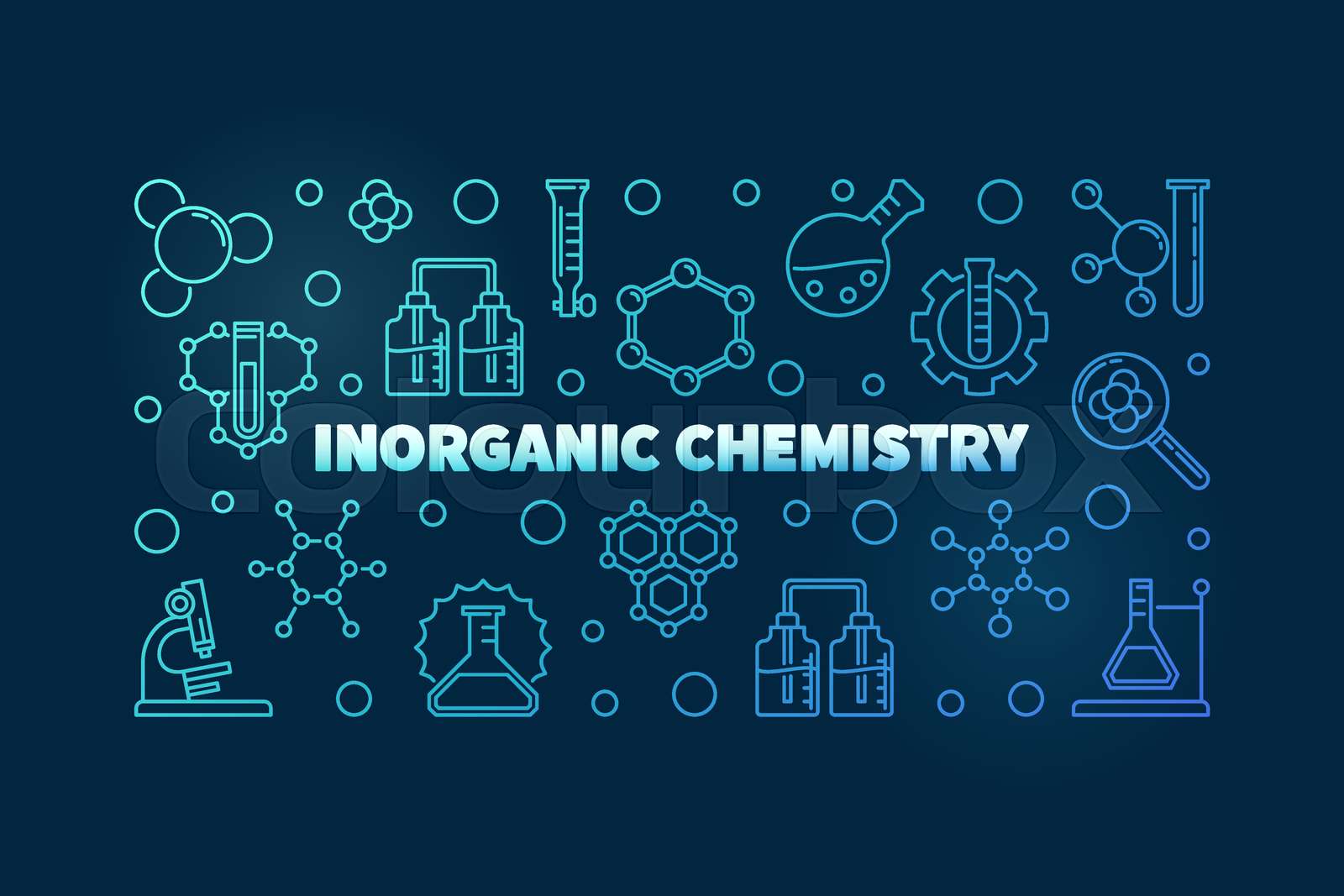 Inorganic Chemistry blue vector concept outline illustration | Stock ...