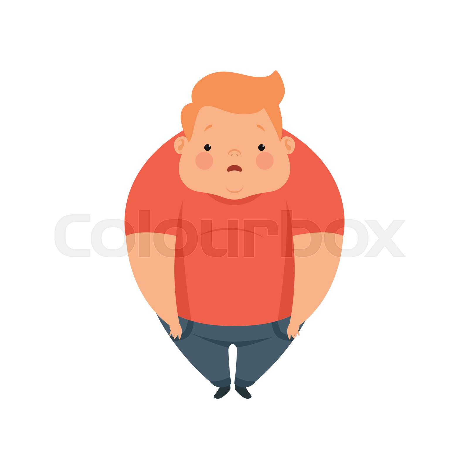 Overweight boy, cute chubby child cartoon character vector Illustration ...