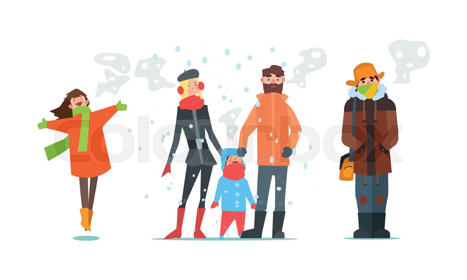 Warmly dressed people, winter time vector Illustration | Stock vector ...