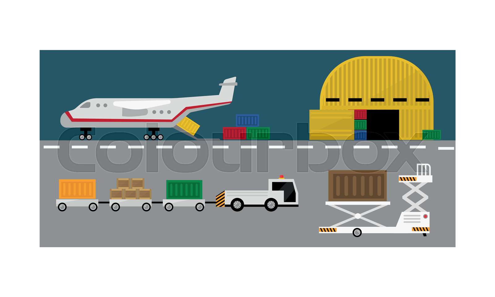 Air cargo delivery transportation, freight cargo transport vector ...