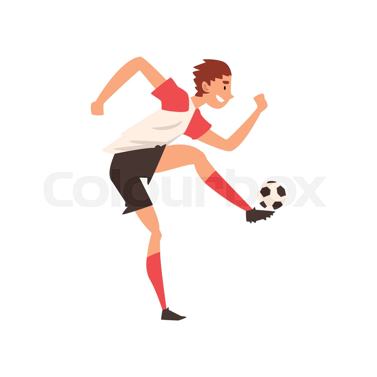 Soccer Player Kicking Ball, Professional Football Player Character in ...