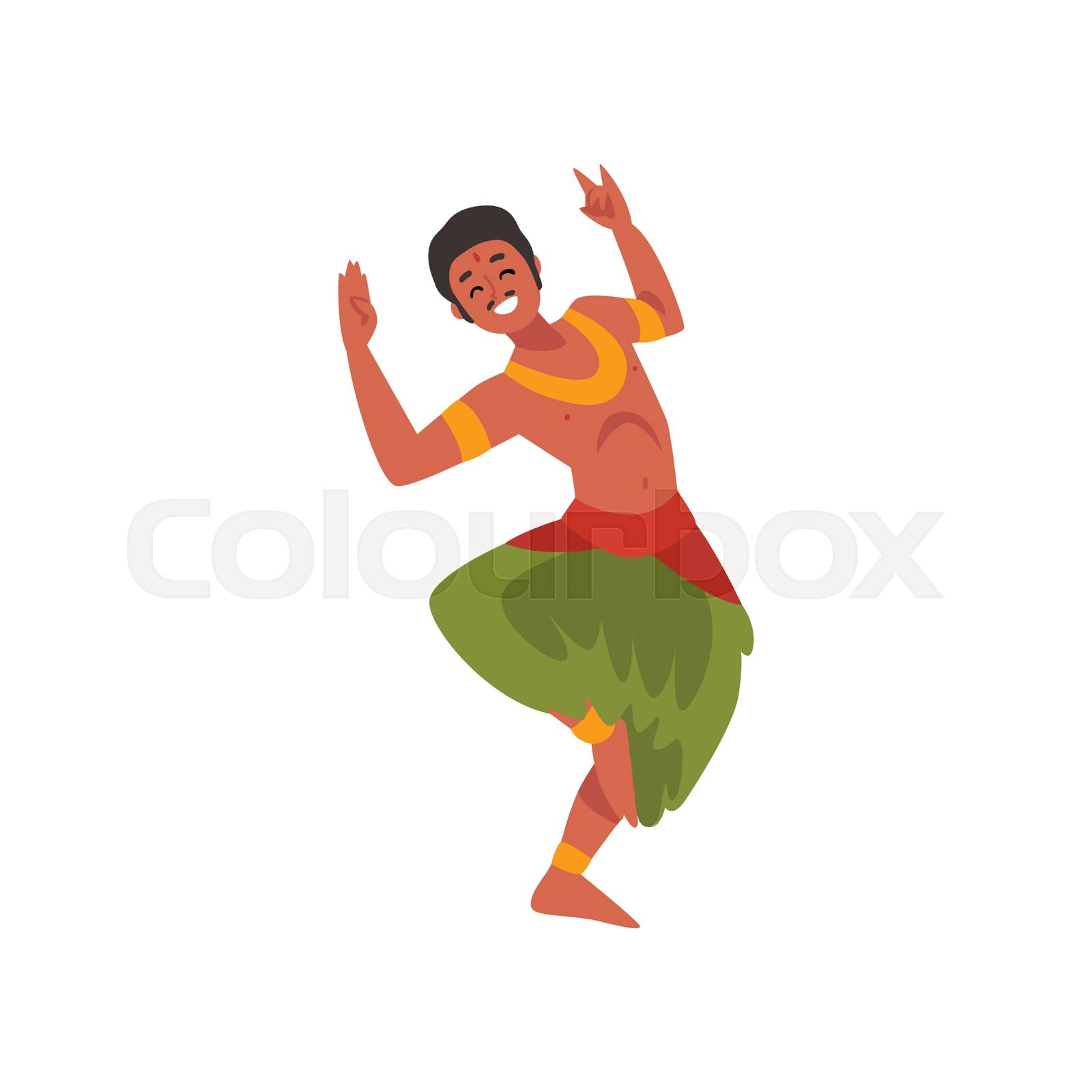Young Man Performing Folk Dance, Smiling Indian Dancer Character in ...
