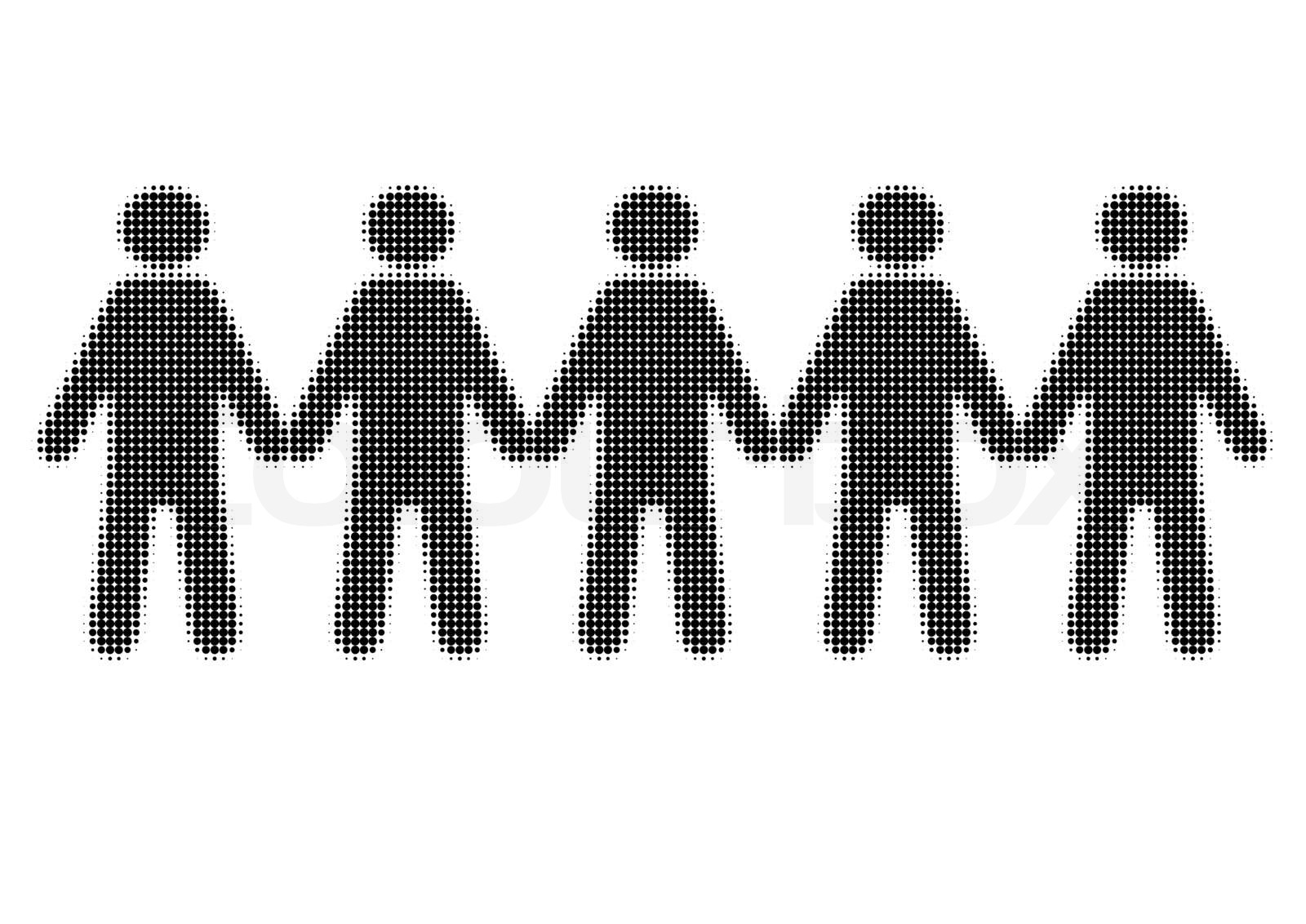 Gruppe von Menschen Hand in Hand, Abbildung halfton | Stock Bild ...