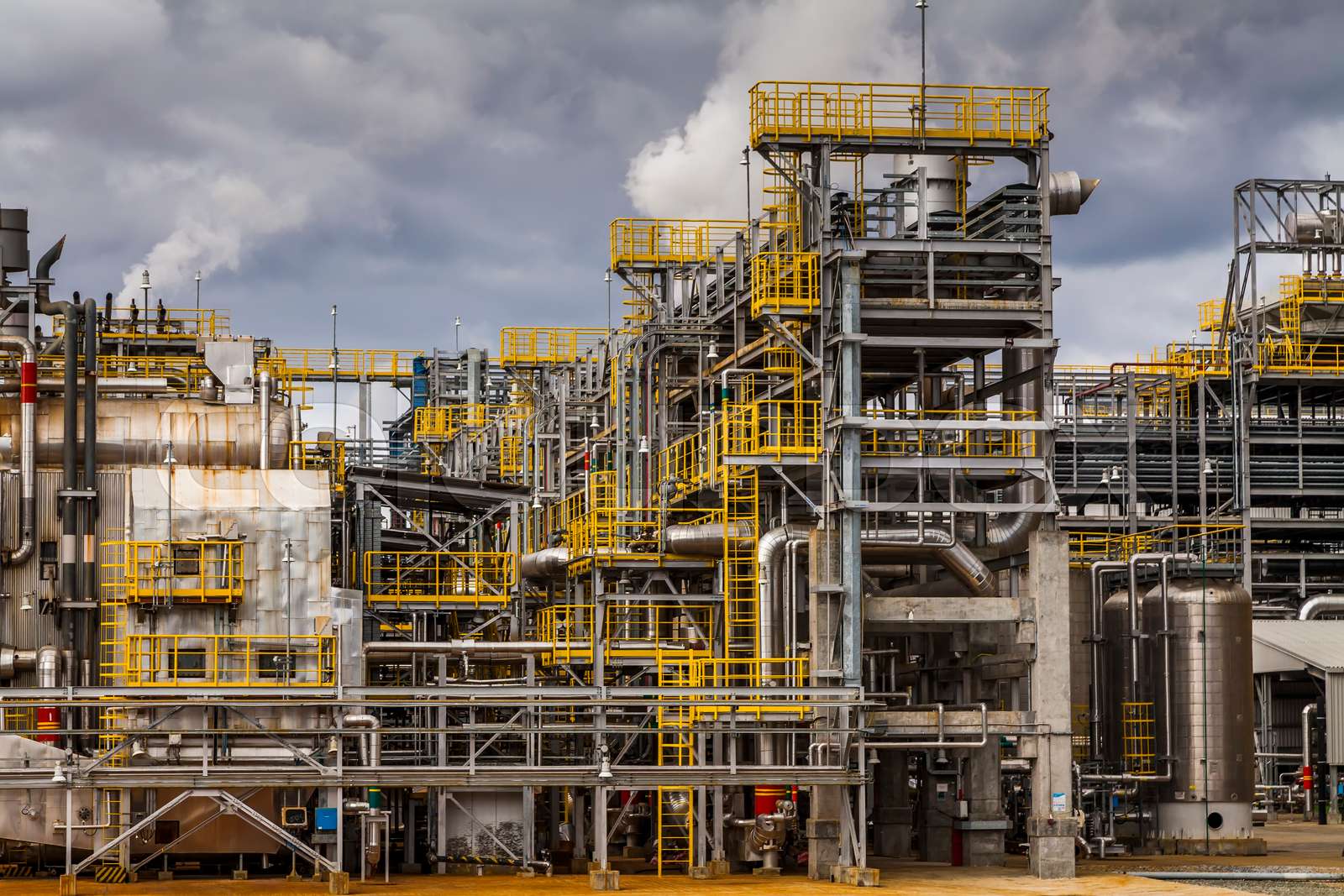 Oil Refinery factory at the cloudy sky, petrochemical plant, Petroleum ...