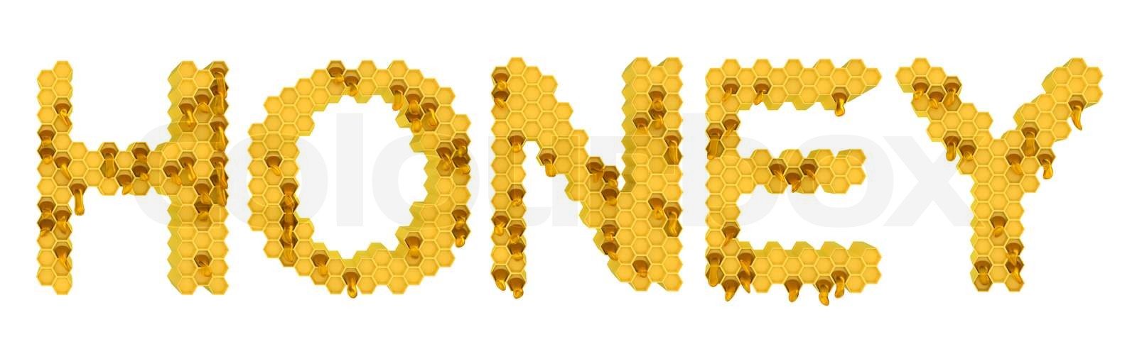 Honey: yellow honeycomb letters | Stock image | Colourbox