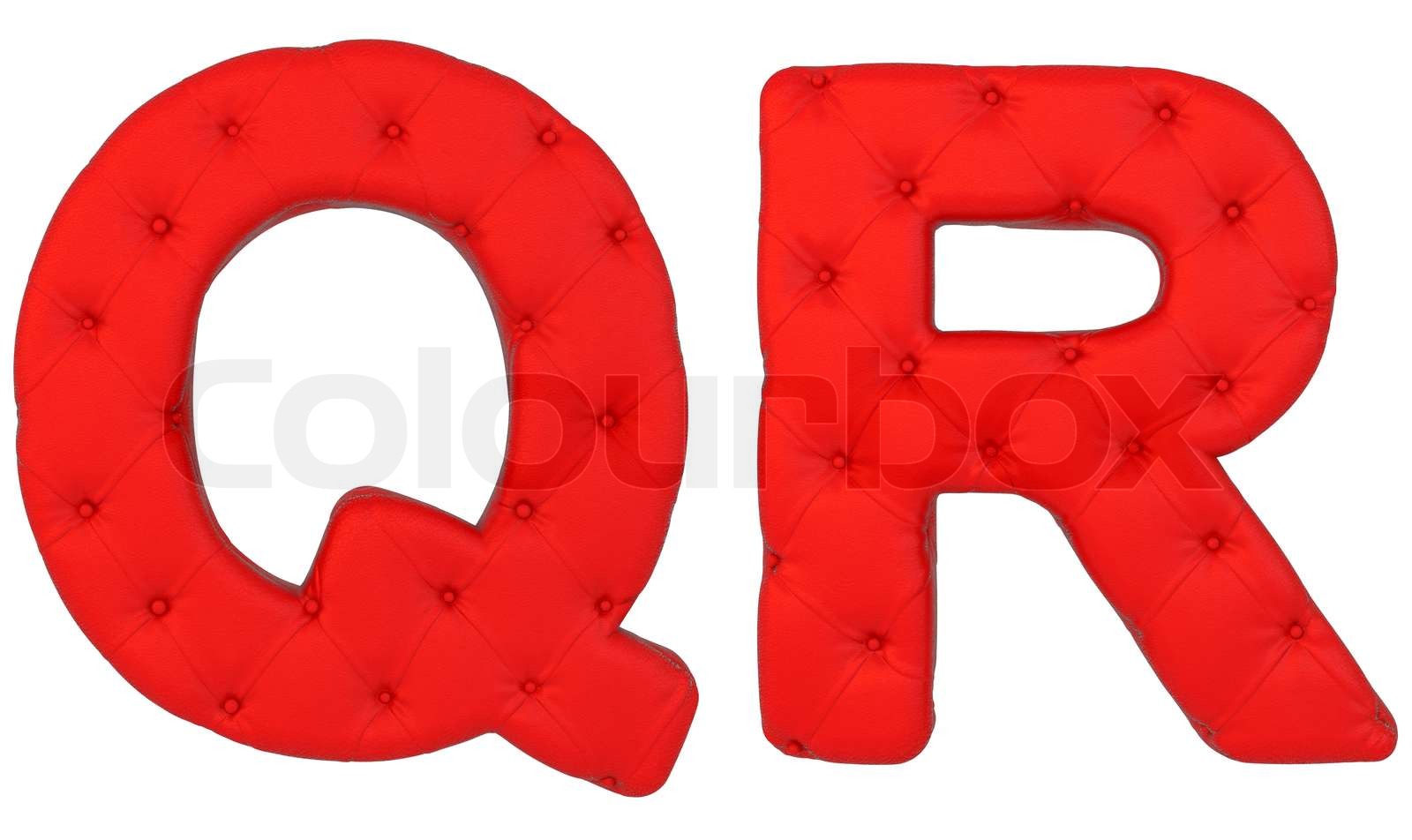 Luxury red leather font Q R letters | Stock image | Colourbox