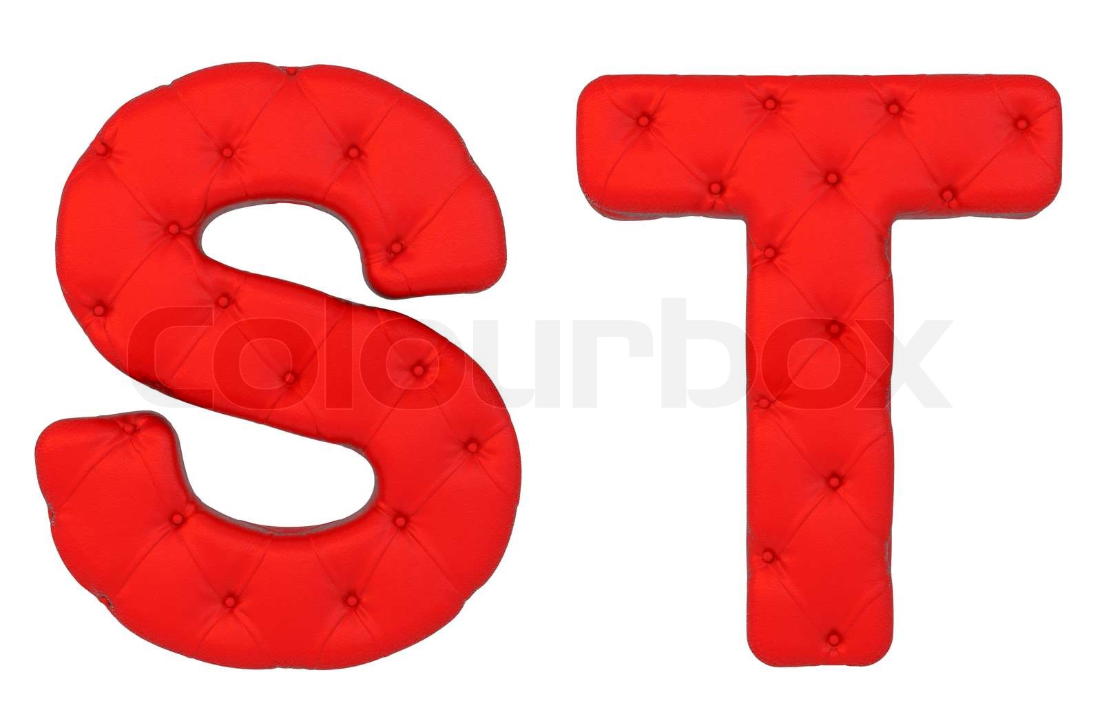 Luxury red leather font S T letters | Stock image | Colourbox
