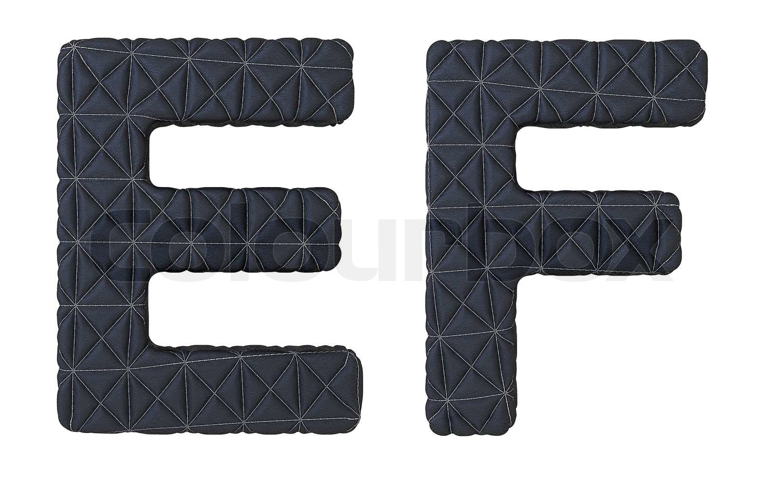 Luxury black stitched leather font E F letters | Stock image | Colourbox